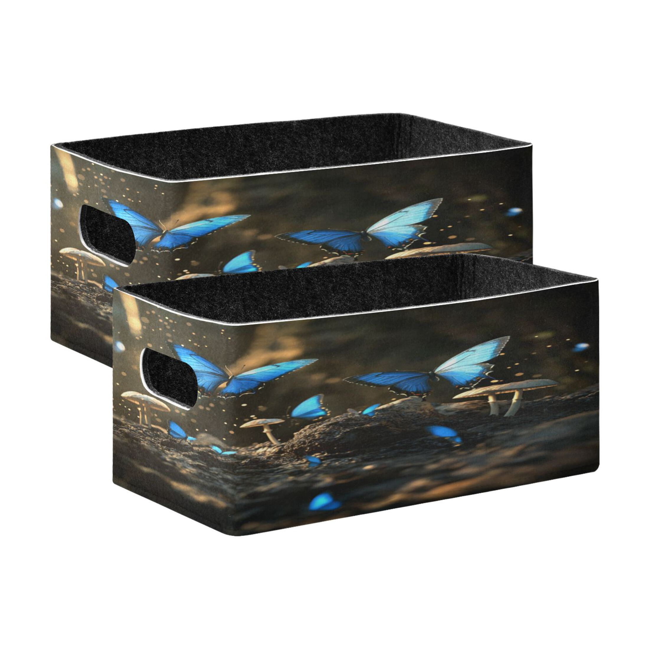 2 Pcs Foldable Felt Storage Bins Decorative Fabric Organizer Baskets ...