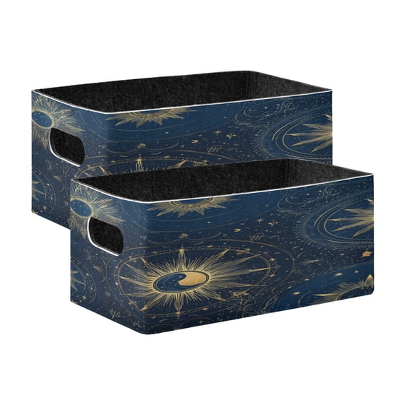2 Pcs Foldable Felt Storage Bins Decorative Fabric Organizer Baskets ...