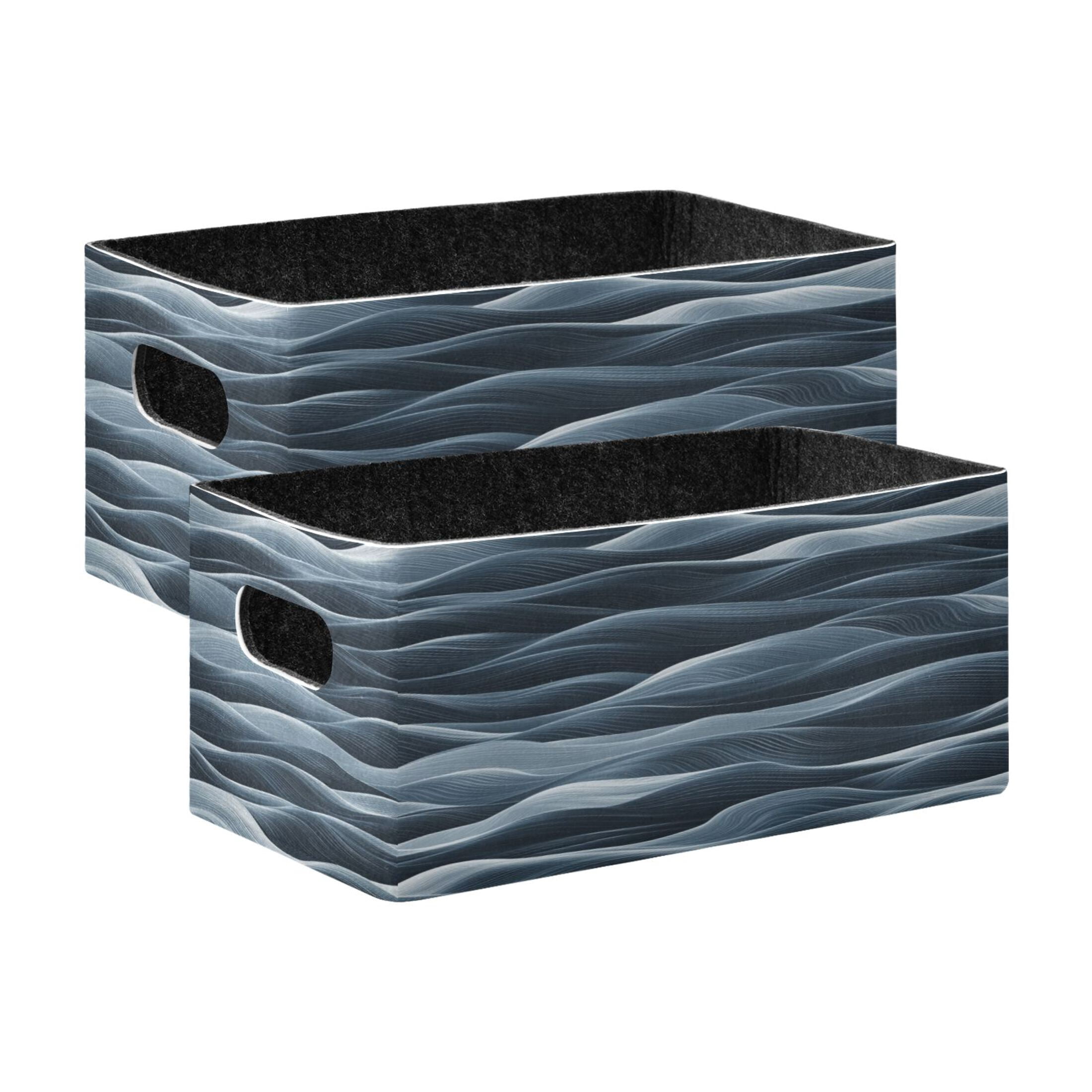 2 Pcs Foldable Felt Storage Bins Decorative Fabric Organizer Baskets ...