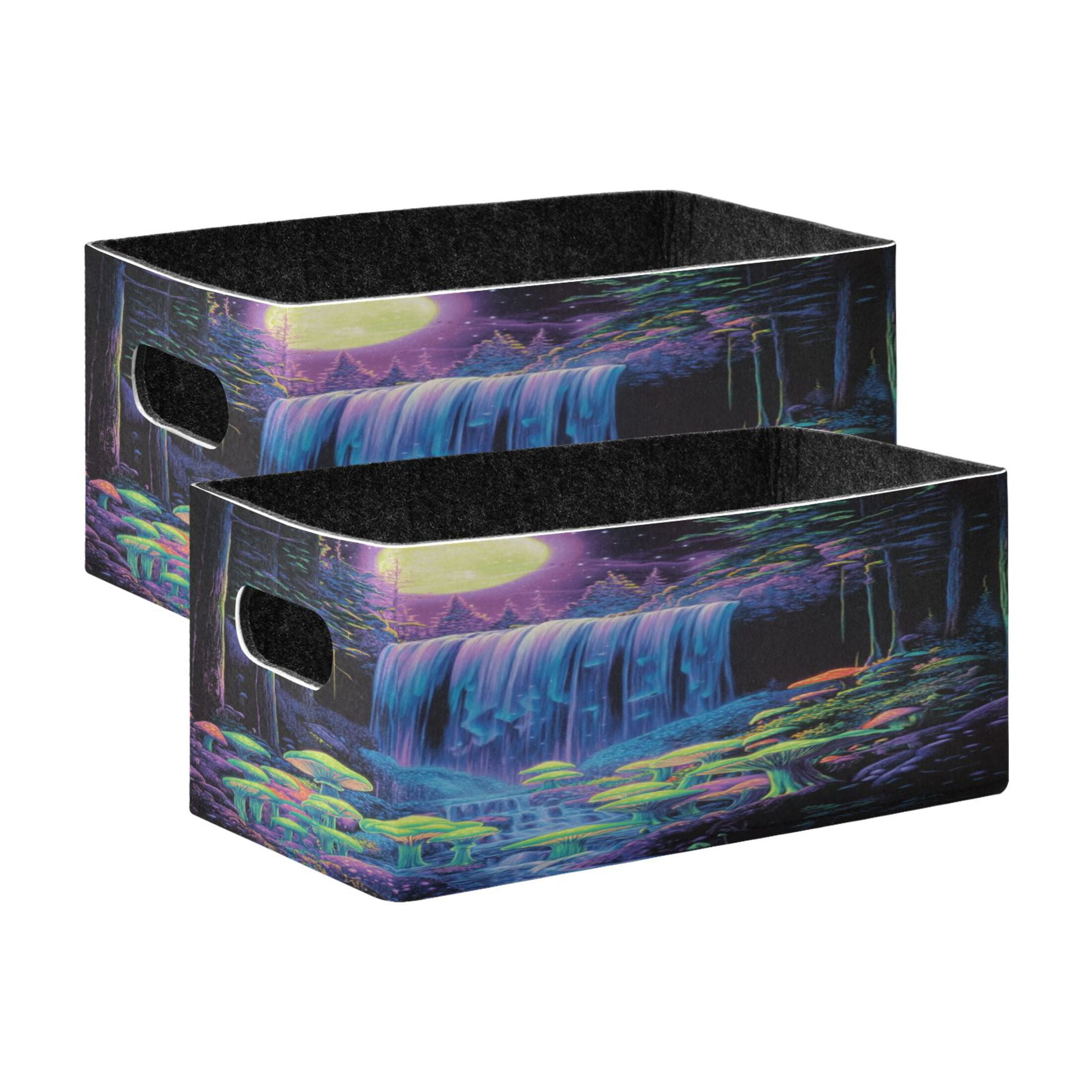 2 Pcs Foldable Felt Storage Bins Decorative Fabric Organizer Baskets ...