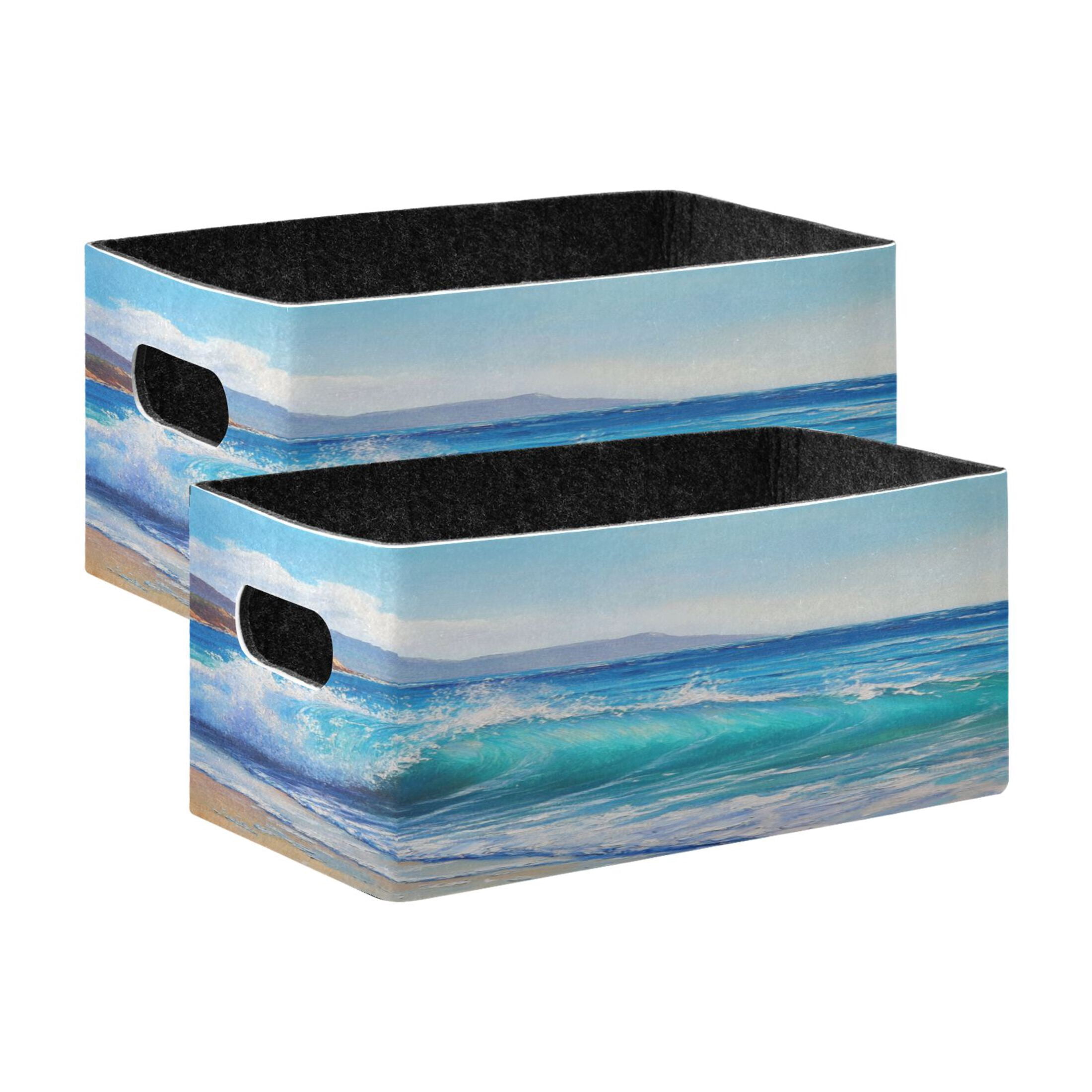 2 Pcs Foldable Felt Storage Bins Decorative Fabric Organizer Baskets ...