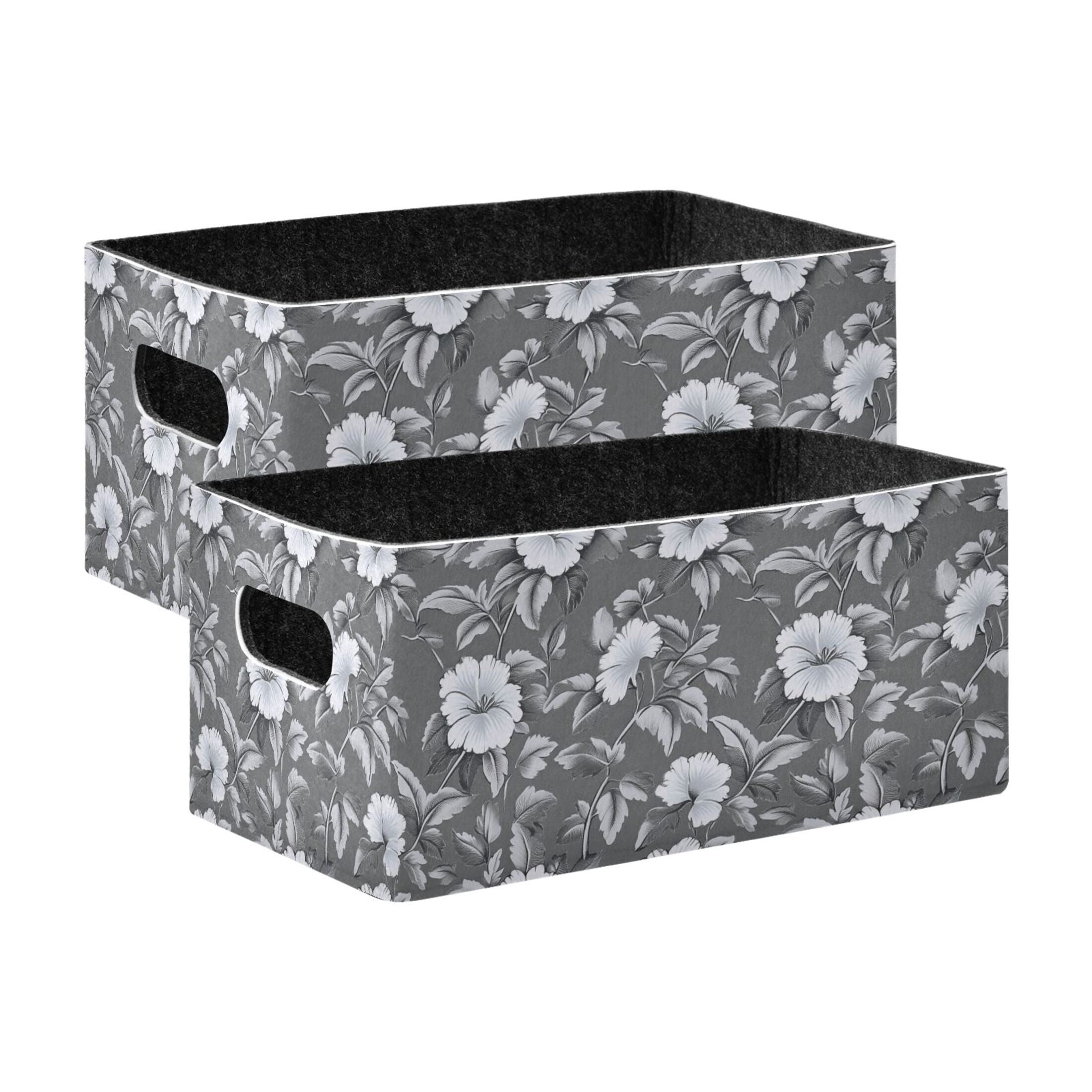 2 Pcs Foldable Felt Storage Bins Decorative Fabric Organizer Baskets ...