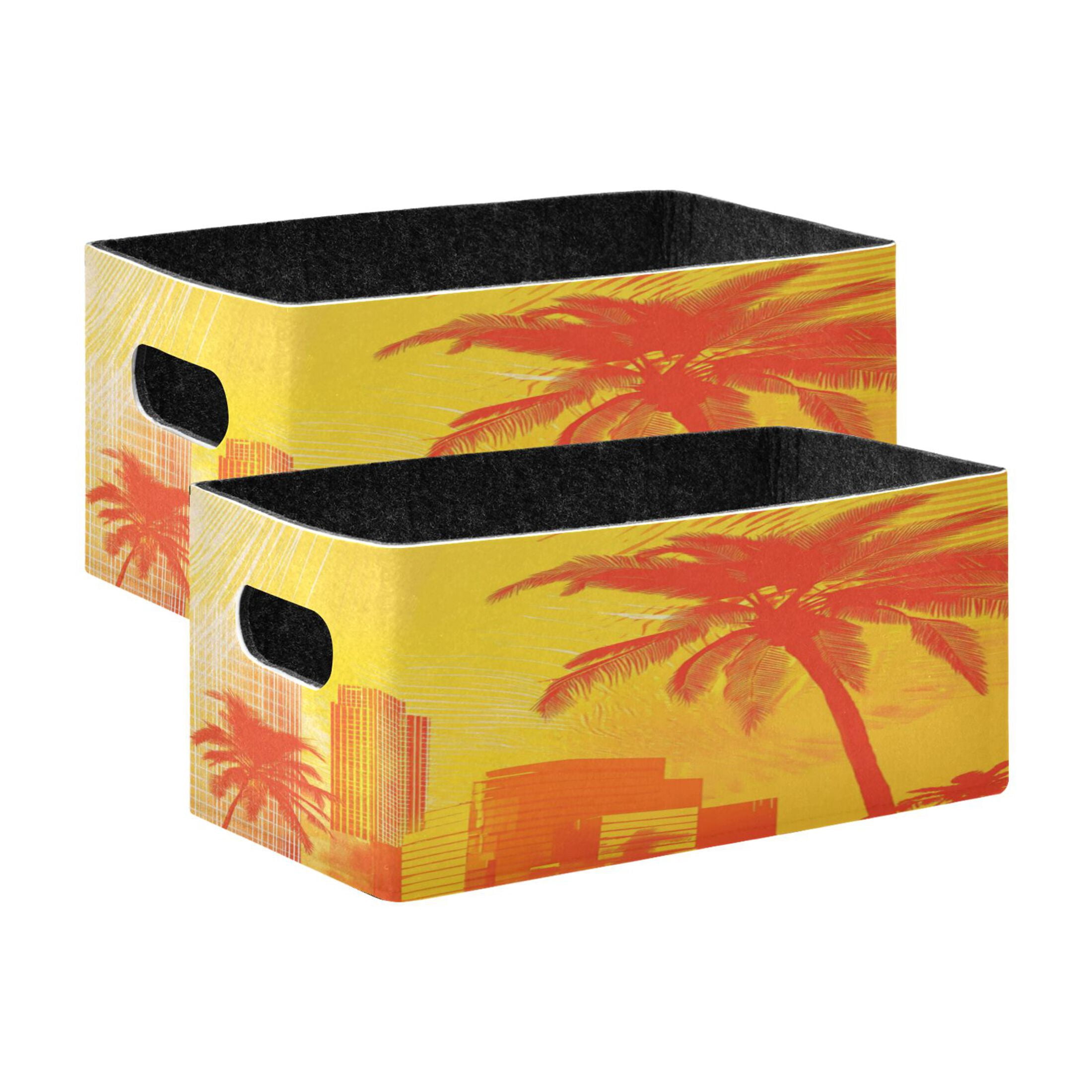 2 Pcs Foldable Felt Storage Bins Decorative Fabric Organizer Baskets ...