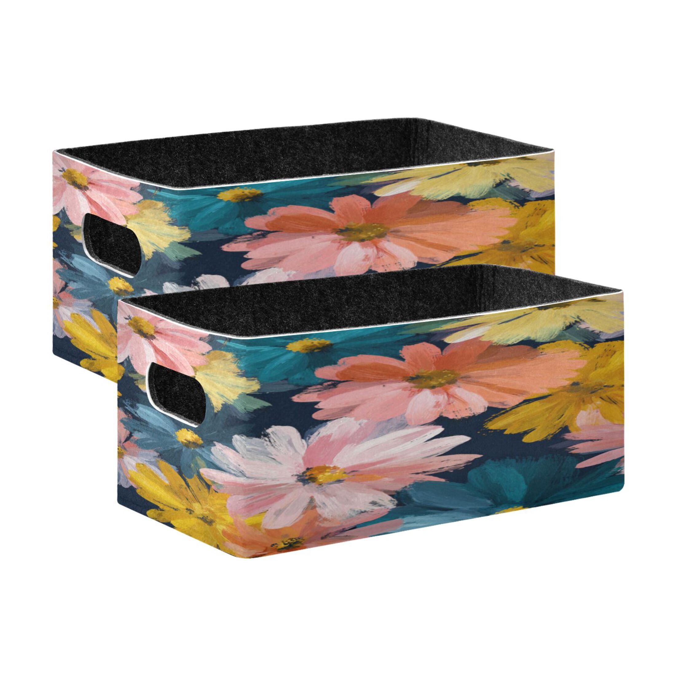 2 Pcs Foldable Felt Storage Bins Decorative Fabric Organizer Baskets ...