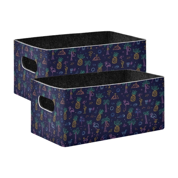 2 Pcs Foldable Felt Storage Bins Decorative Fabric Organizer Baskets ...