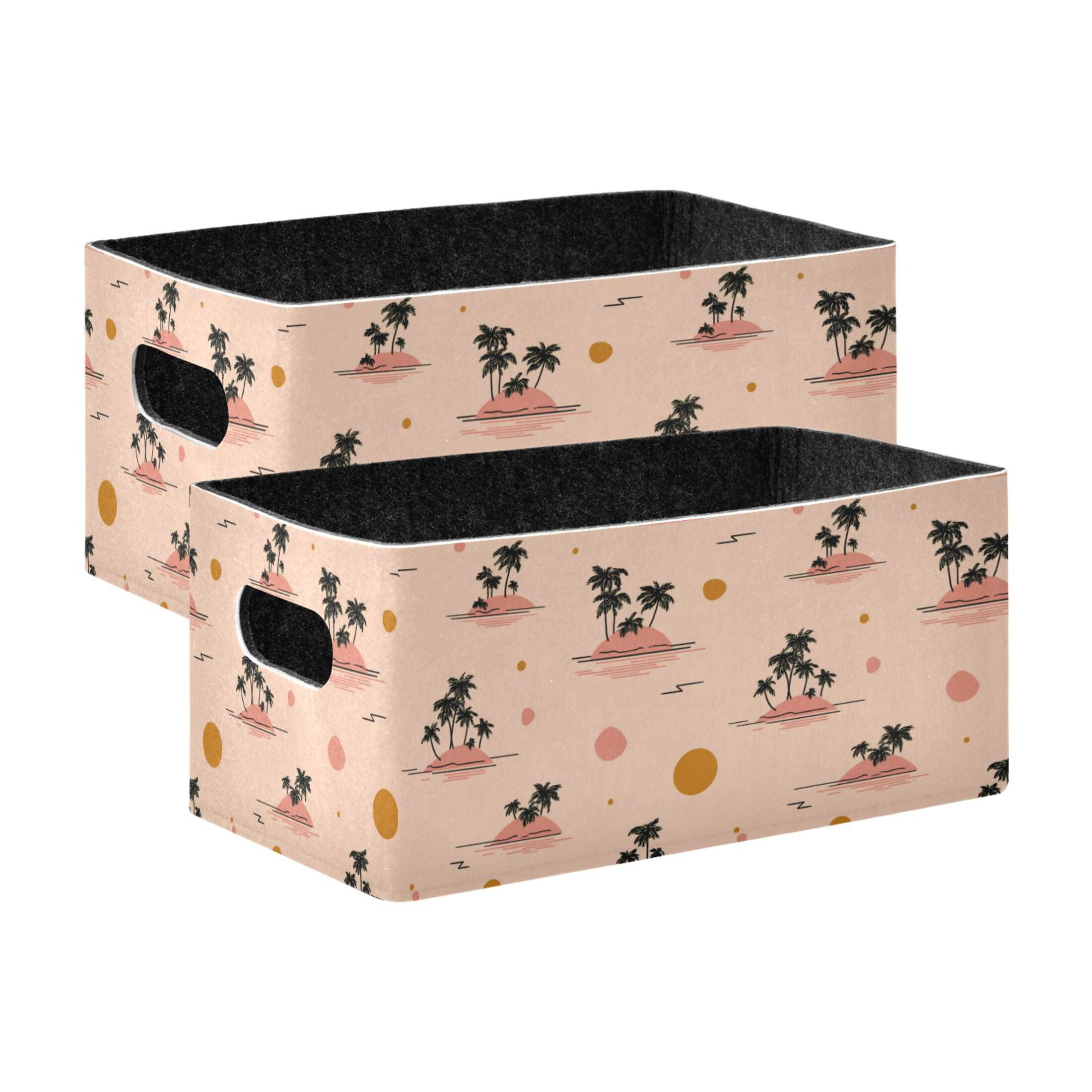 2 Pcs Foldable Felt Storage Bins Decorative Fabric Organizer Baskets ...