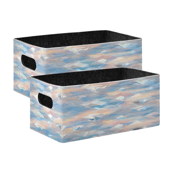 2 Pcs Foldable Felt Storage Bins Decorative Fabric Organizer Baskets ...