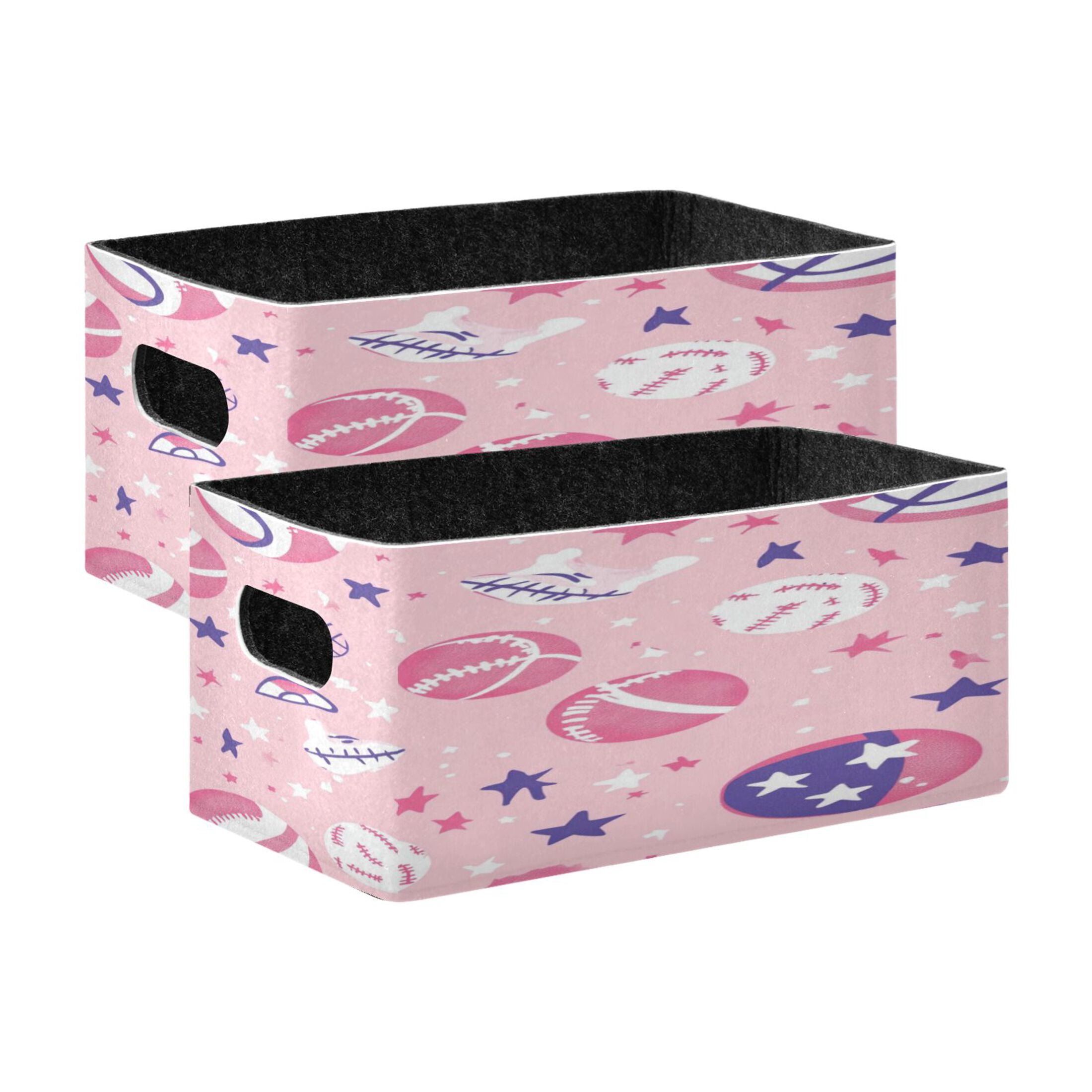 2 Pcs Foldable Felt Storage Bins Decorative Fabric Organizer Baskets ...