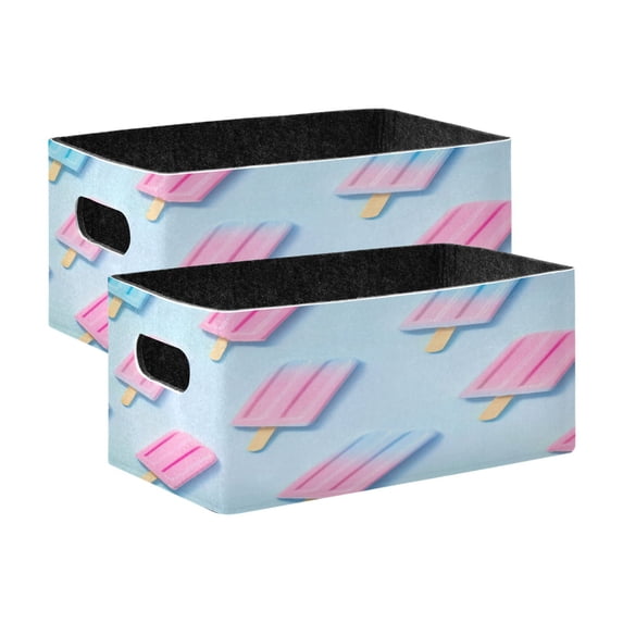 2 Pcs Foldable Felt Storage Bins Decorative Fabric Organizer Baskets ...