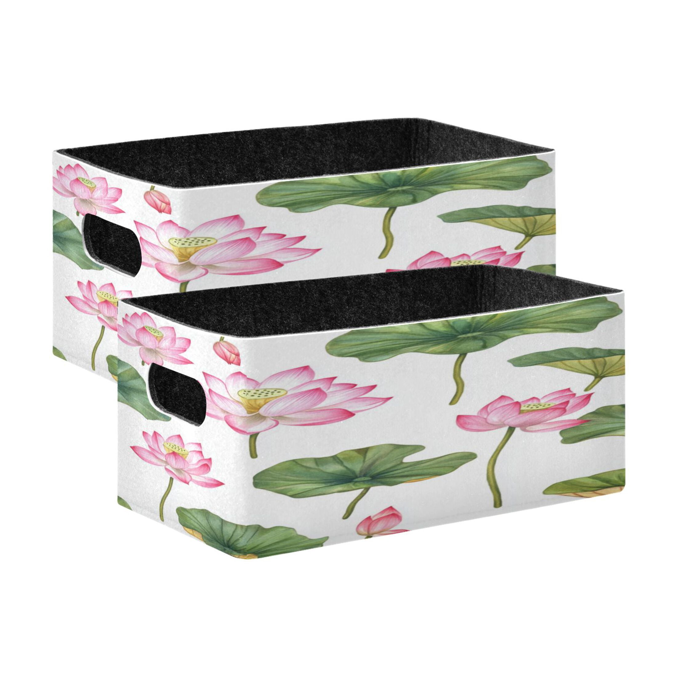 2 Pcs Foldable Felt Storage Bins Decorative Fabric Organizer Baskets ...