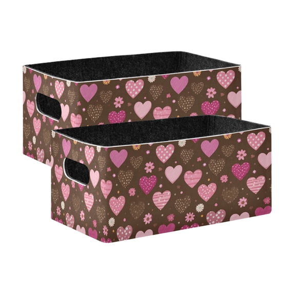 2 Pcs Foldable Felt Storage Bins Decorative Fabric Organizer Baskets ...