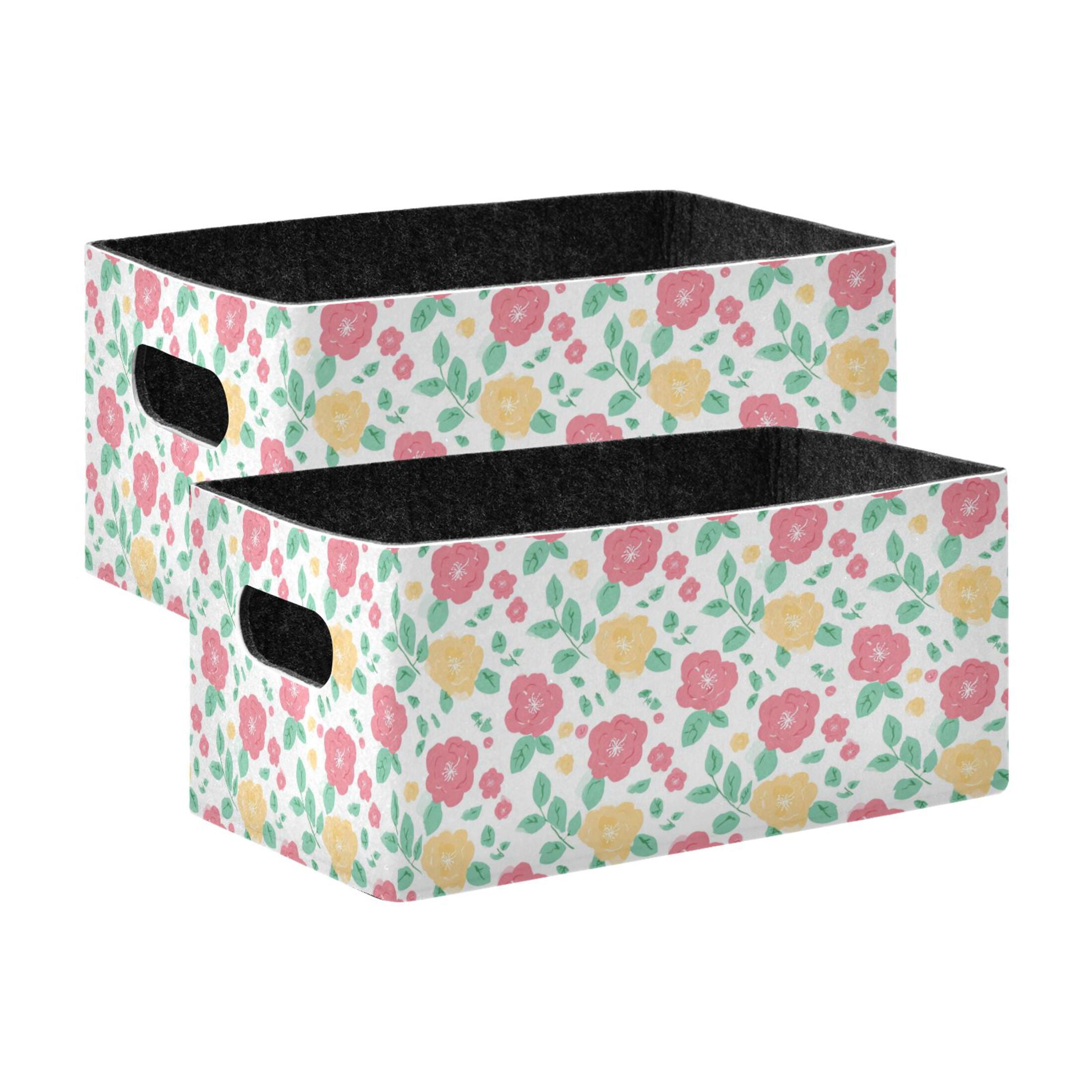 2 Pcs Foldable Felt Storage Bins Decorative Fabric Organizer Baskets ...