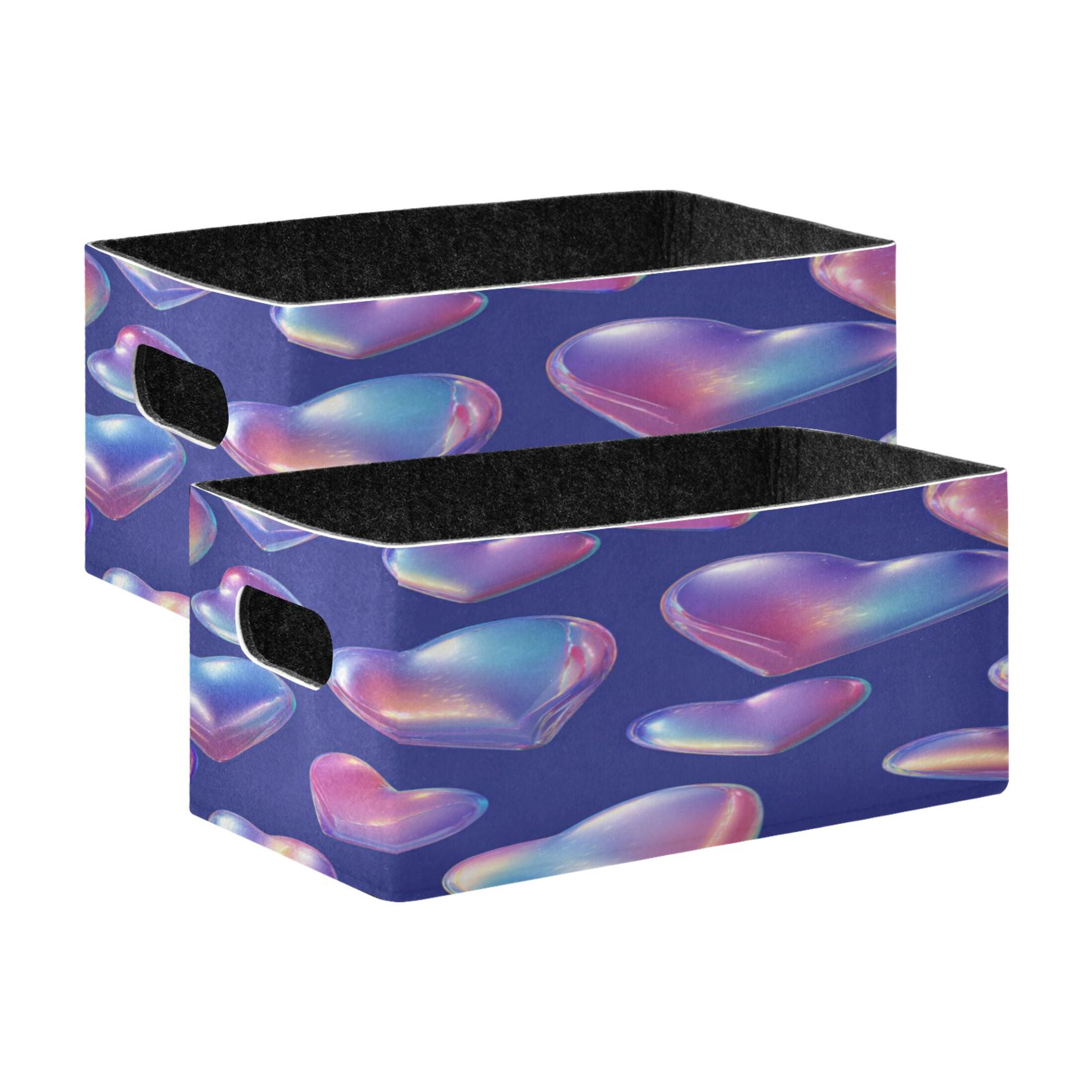 2 Pcs Foldable Felt Storage Bins Decorative Fabric Organizer Baskets ...