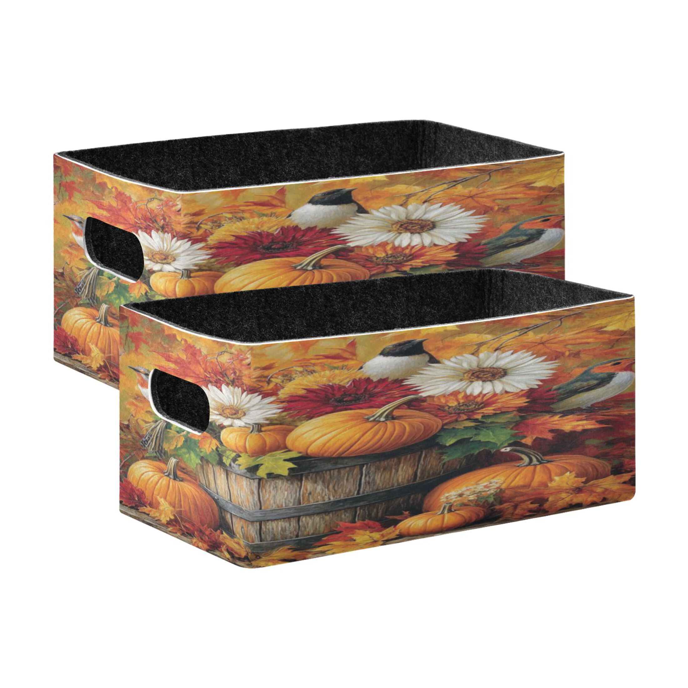 2 Pcs Foldable Felt Storage Bins Decorative Fabric Organizer Baskets ...