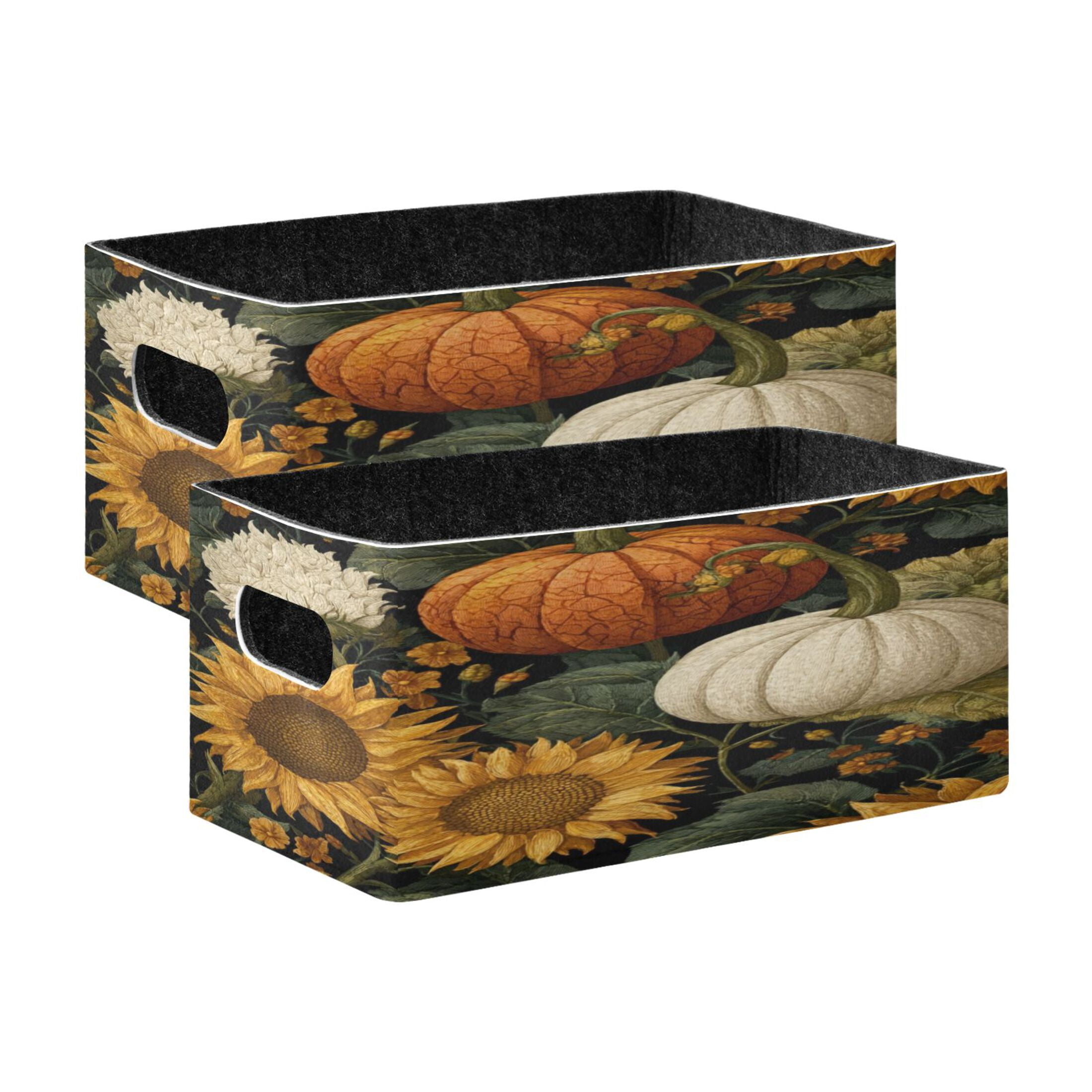 2 Pcs Foldable Felt Storage Bins Decorative Fabric Organizer Baskets ...