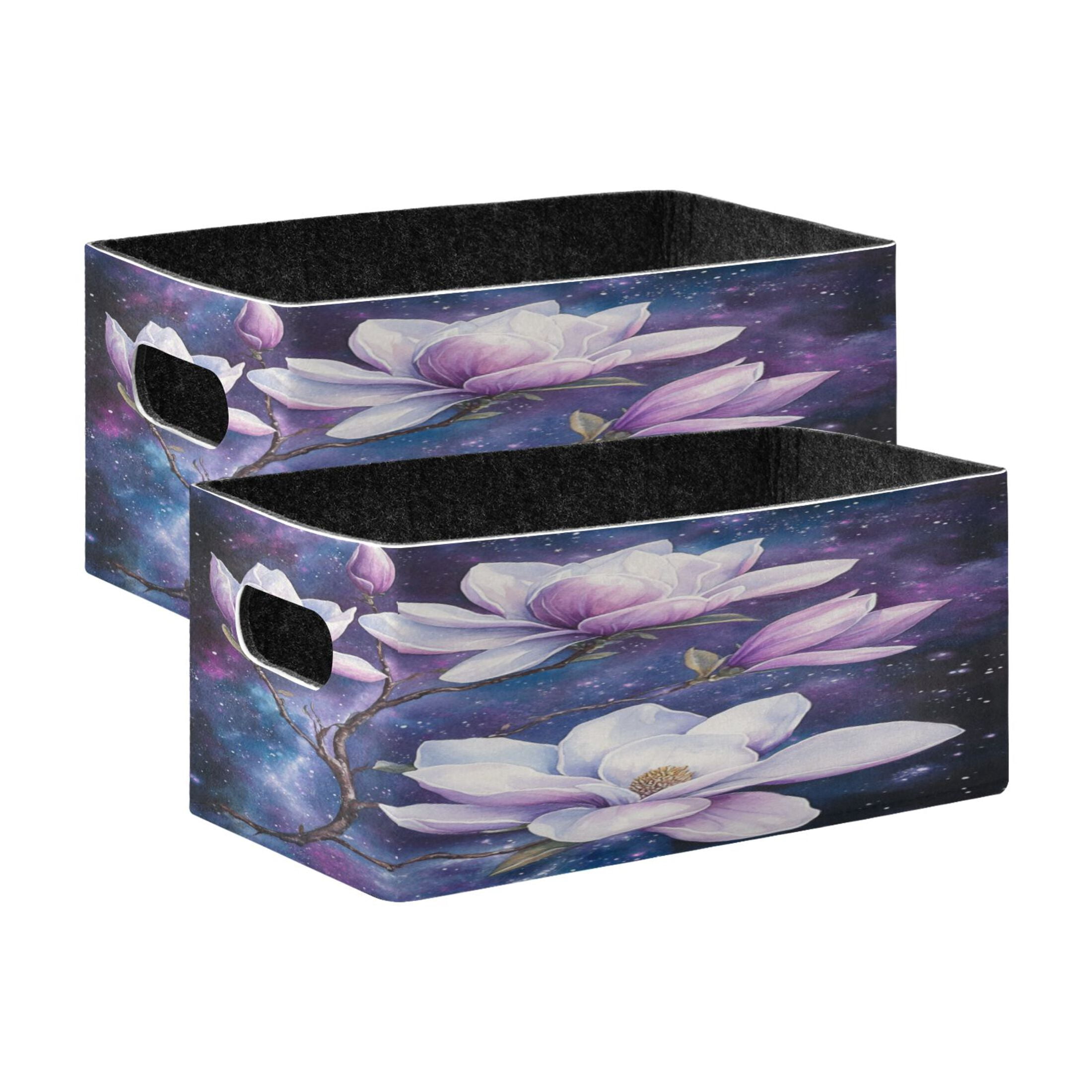 2 Pcs Foldable Felt Storage Bins Decorative Fabric Organizer Baskets ...