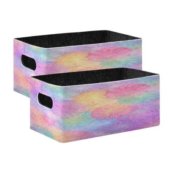 2 Pcs Foldable Felt Storage Bins Decorative Fabric Organizer Baskets ...
