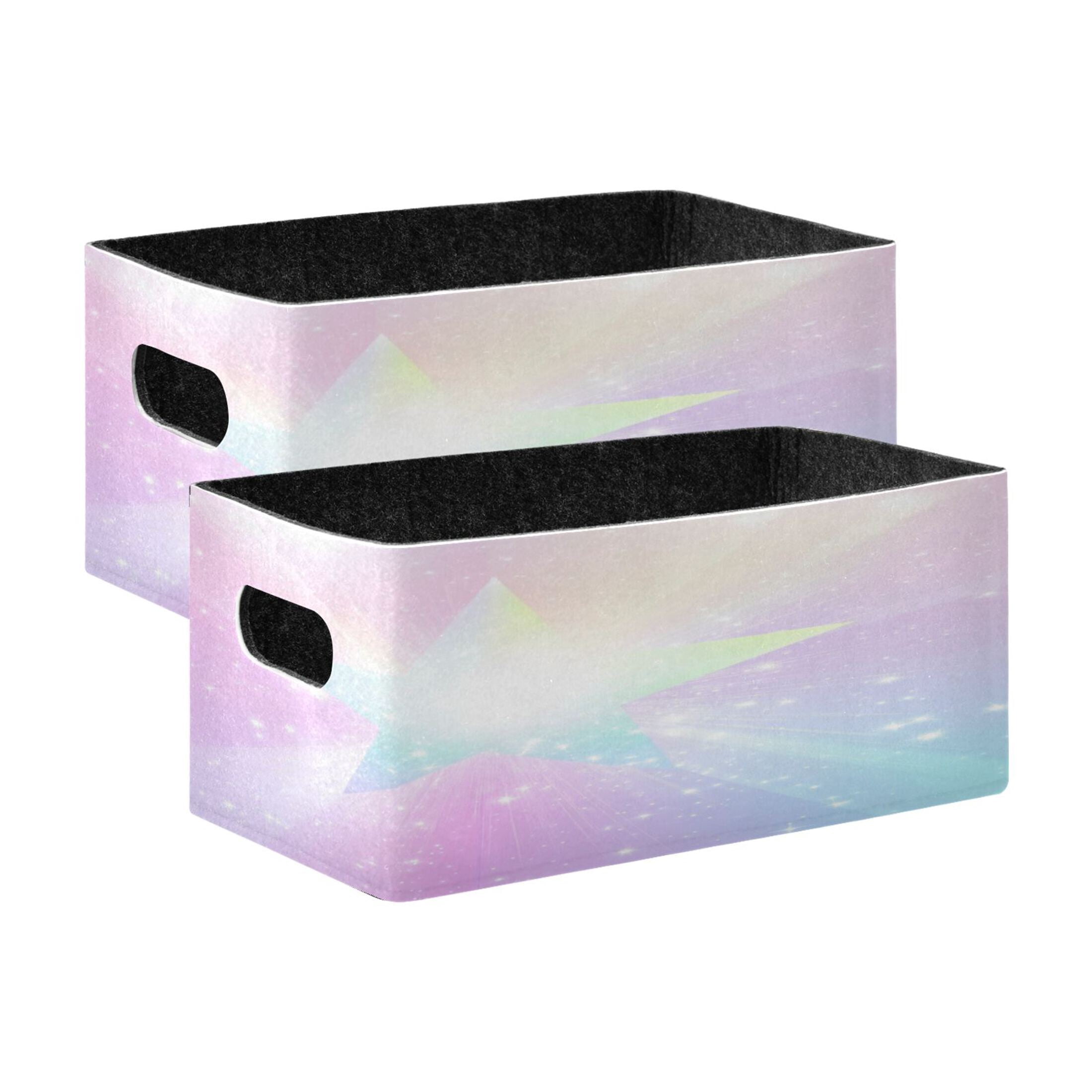 2 Pcs Foldable Felt Storage Bins Decorative Fabric Organizer Baskets ...