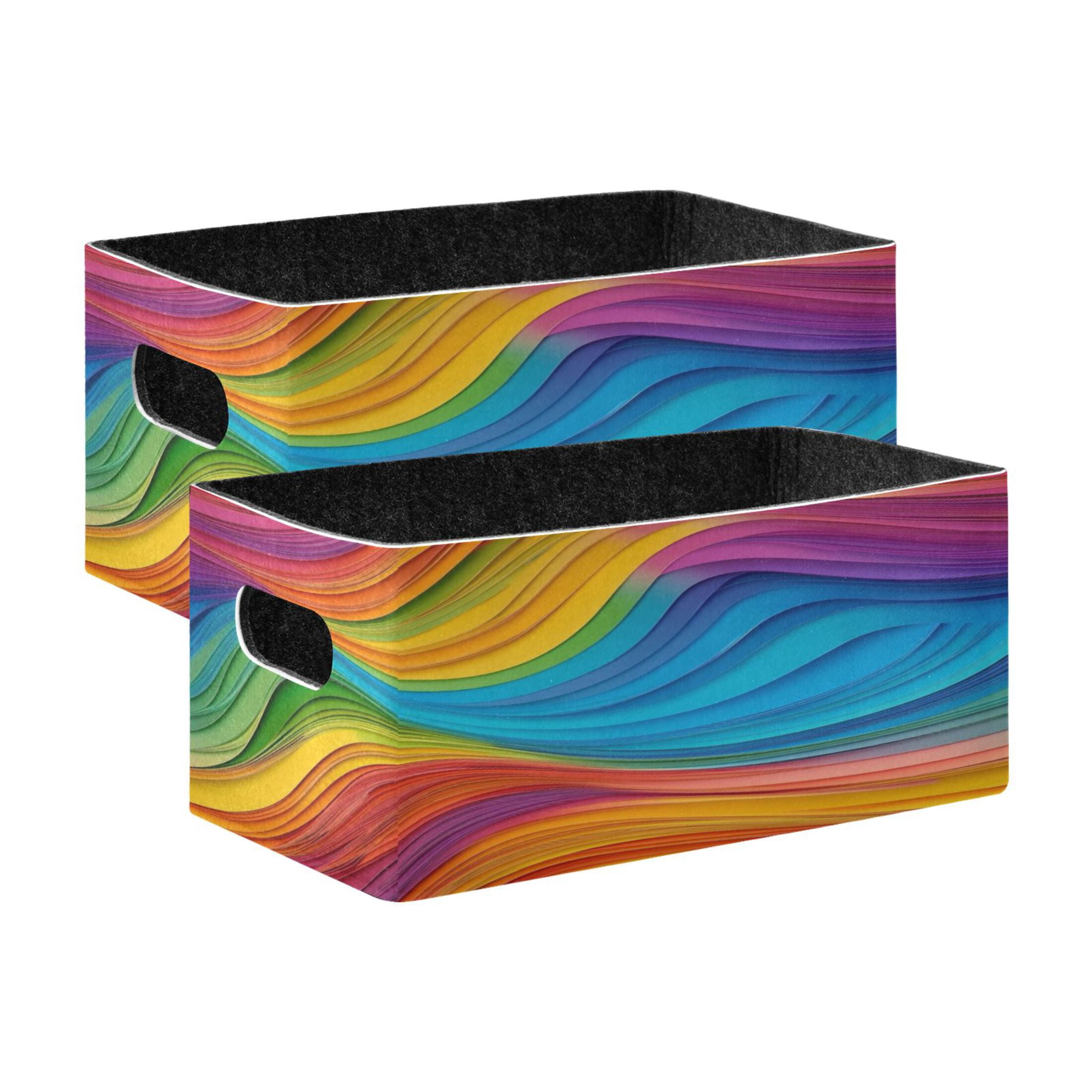 2 Pcs Foldable Felt Storage Bins Decorative Fabric Organizer Baskets ...