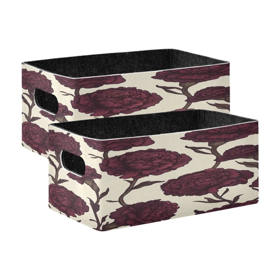 2 Pcs Foldable Felt Storage Bins Decorative Fabric Organizer Baskets ...