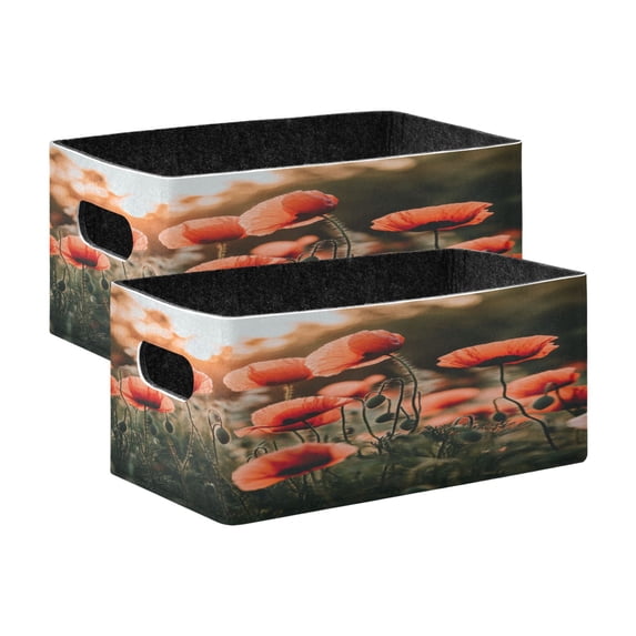 2 Pcs Foldable Felt Storage Bins Decorative Fabric Organizer Baskets ...