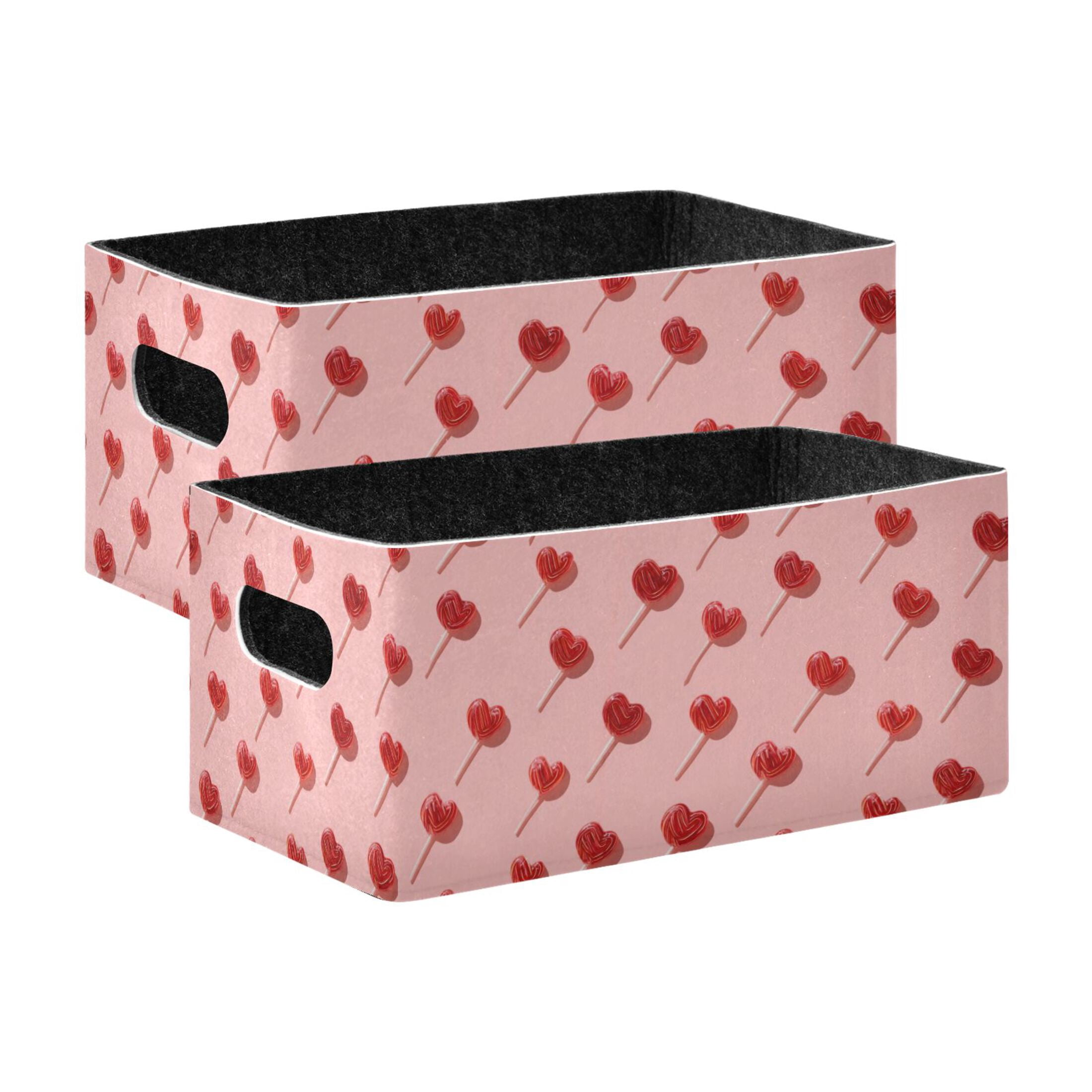 2 Pcs Foldable Felt Storage Bins Decorative Fabric Organizer Baskets ...