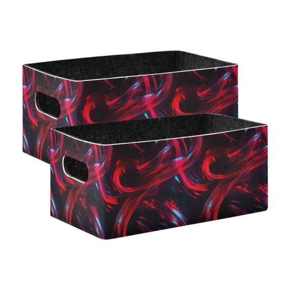 2 Pcs Foldable Felt Storage Bins Decorative Fabric Organizer Baskets ...