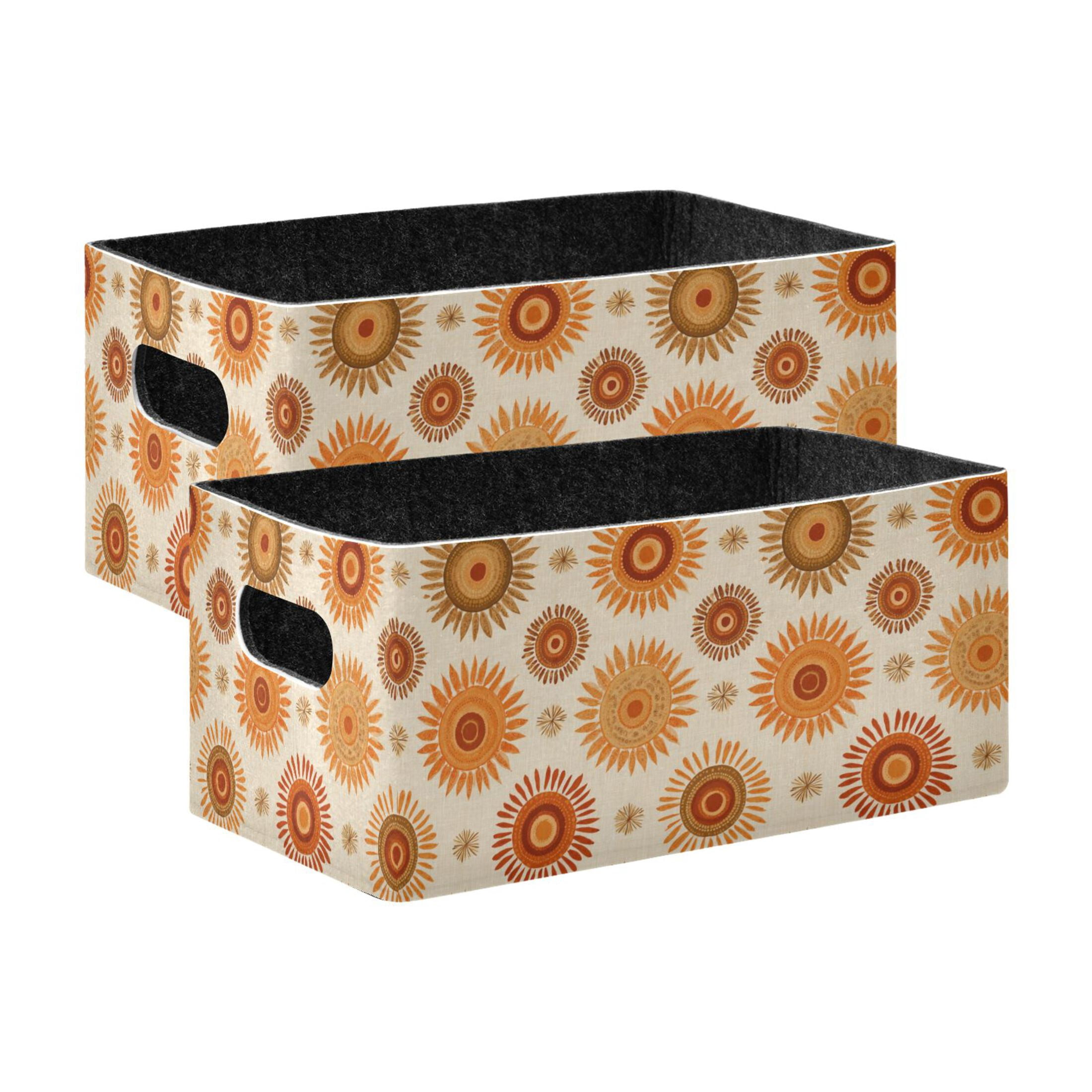 2 Pcs Foldable Felt Storage Bins Decorative Fabric Organizer Baskets ...