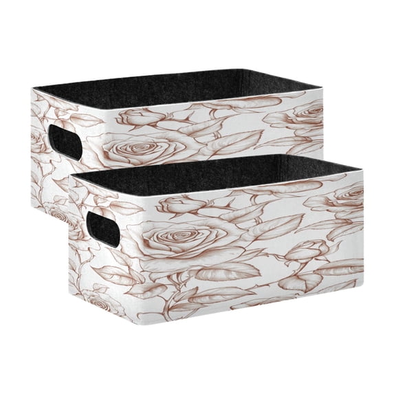 2 Pcs Foldable Felt Storage Bins Decorative Fabric Organizer Baskets ...
