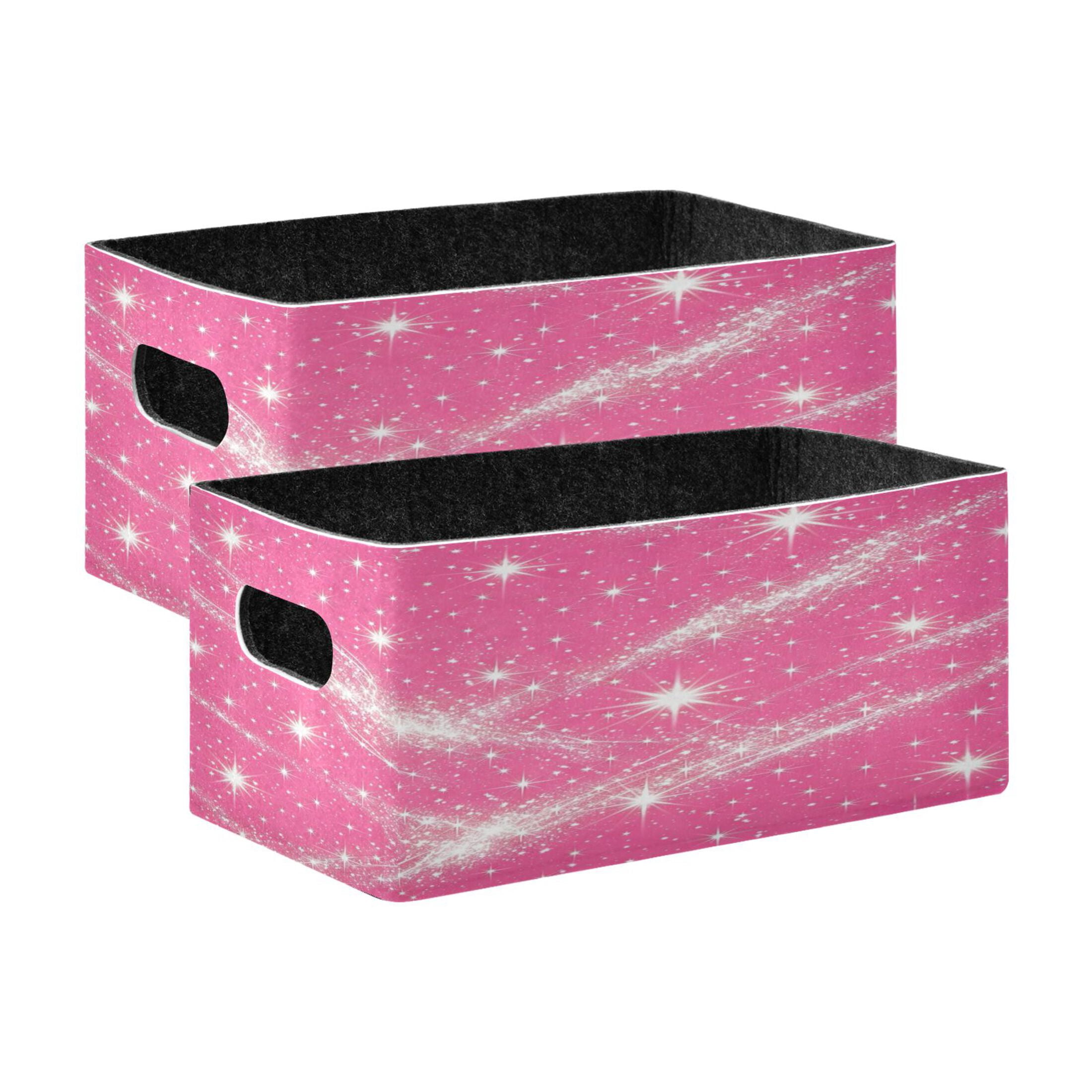 2 Pcs Foldable Felt Storage Bins Decorative Fabric Organizer Baskets ...