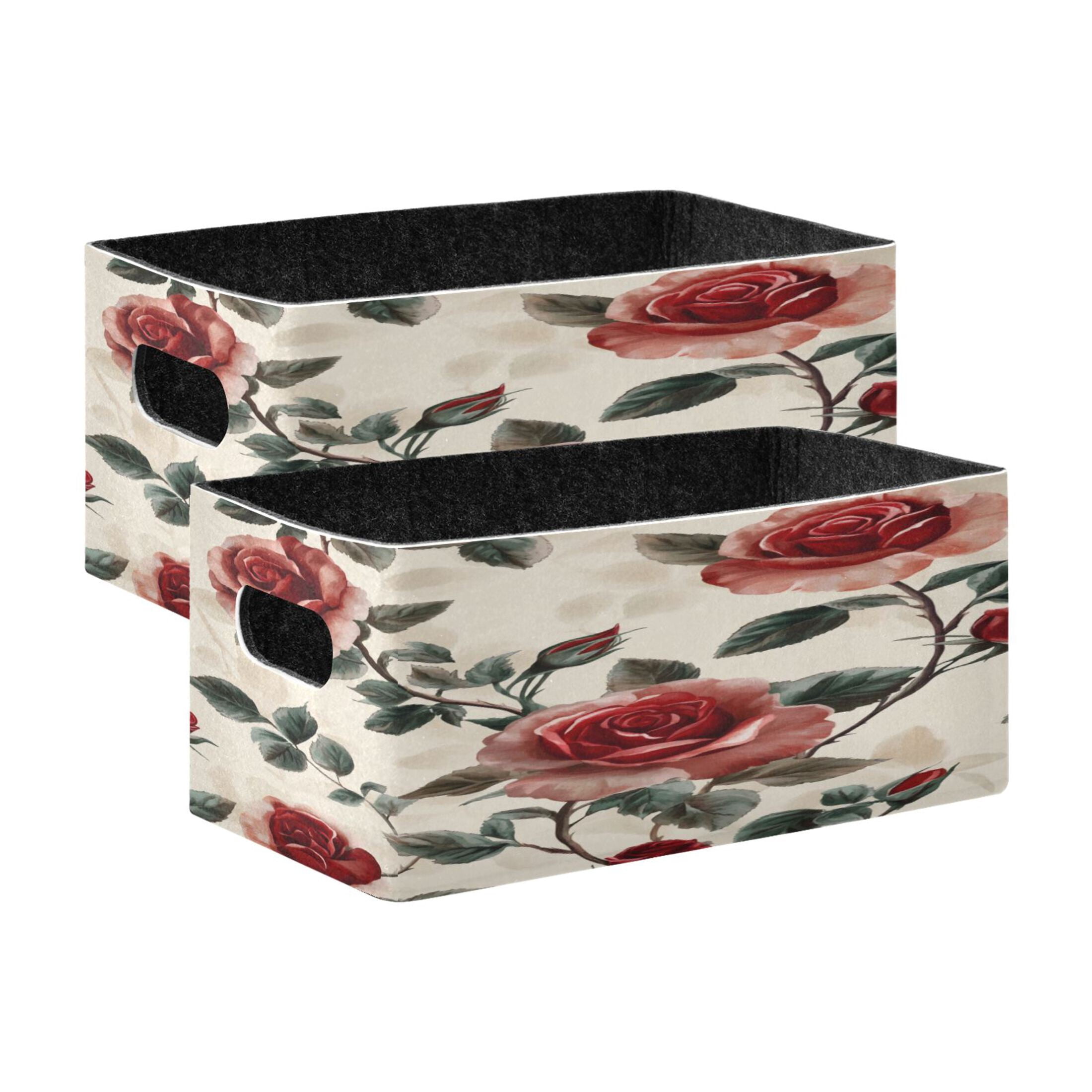 2 Pcs Foldable Felt Storage Bins Decorative Fabric Organizer Baskets ...