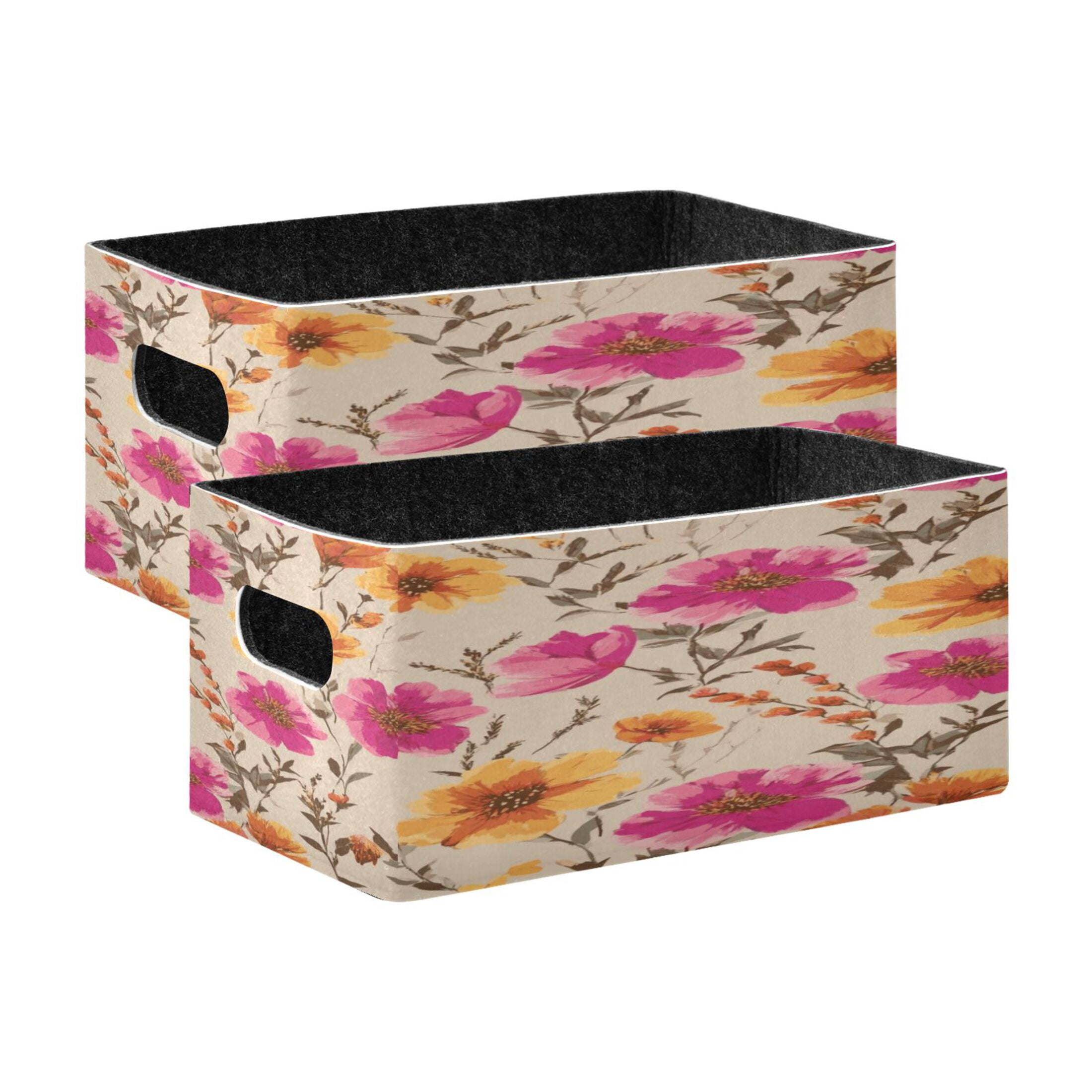 2 Pcs Foldable Felt Storage Bins Decorative Fabric Organizer Baskets ...