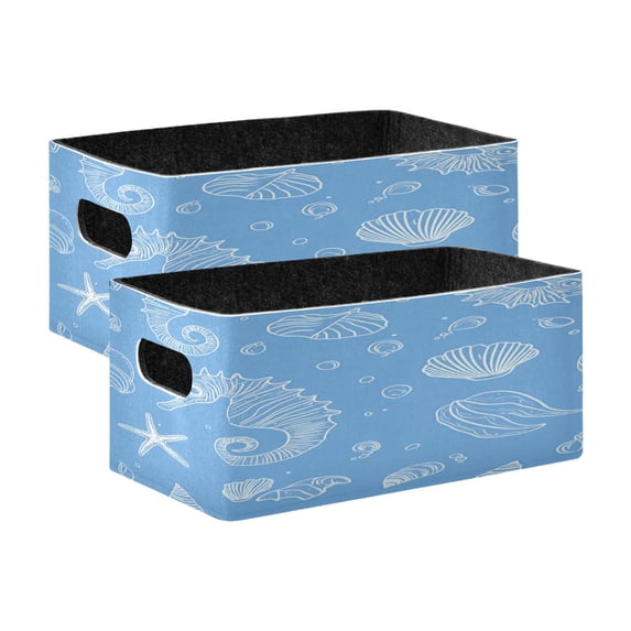 2 Pcs Foldable Felt Storage Bins Decorative Fabric Organizer Baskets ...