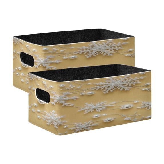 2 Pcs Foldable Felt Storage Bins Decorative Fabric Organizer Baskets ...