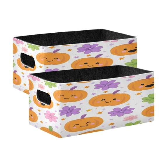 2 Pcs Foldable Felt Storage Bins Decorative Fabric Organizer Baskets ...