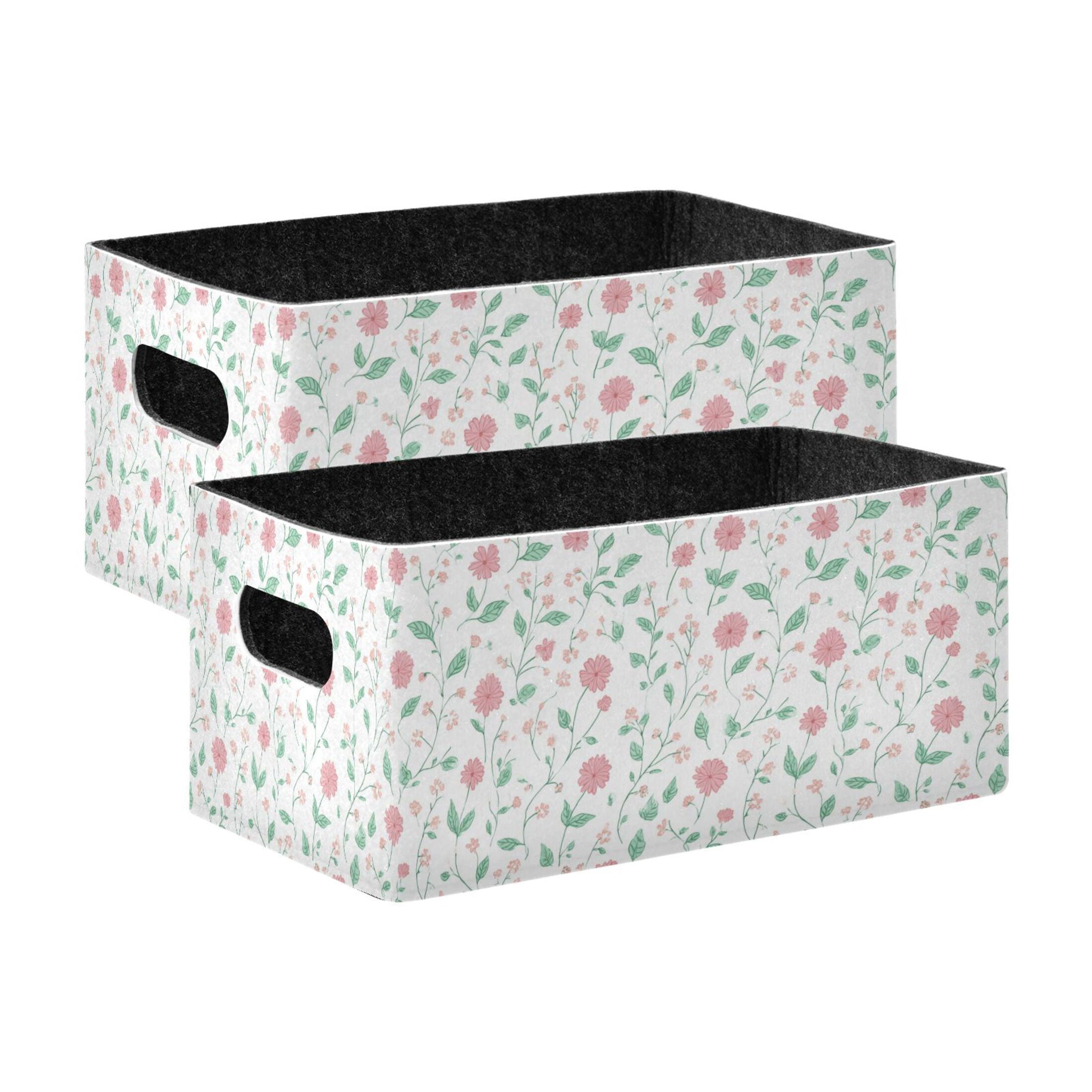 2 Pcs Foldable Felt Storage Bins Decorative Fabric Organizer Baskets ...