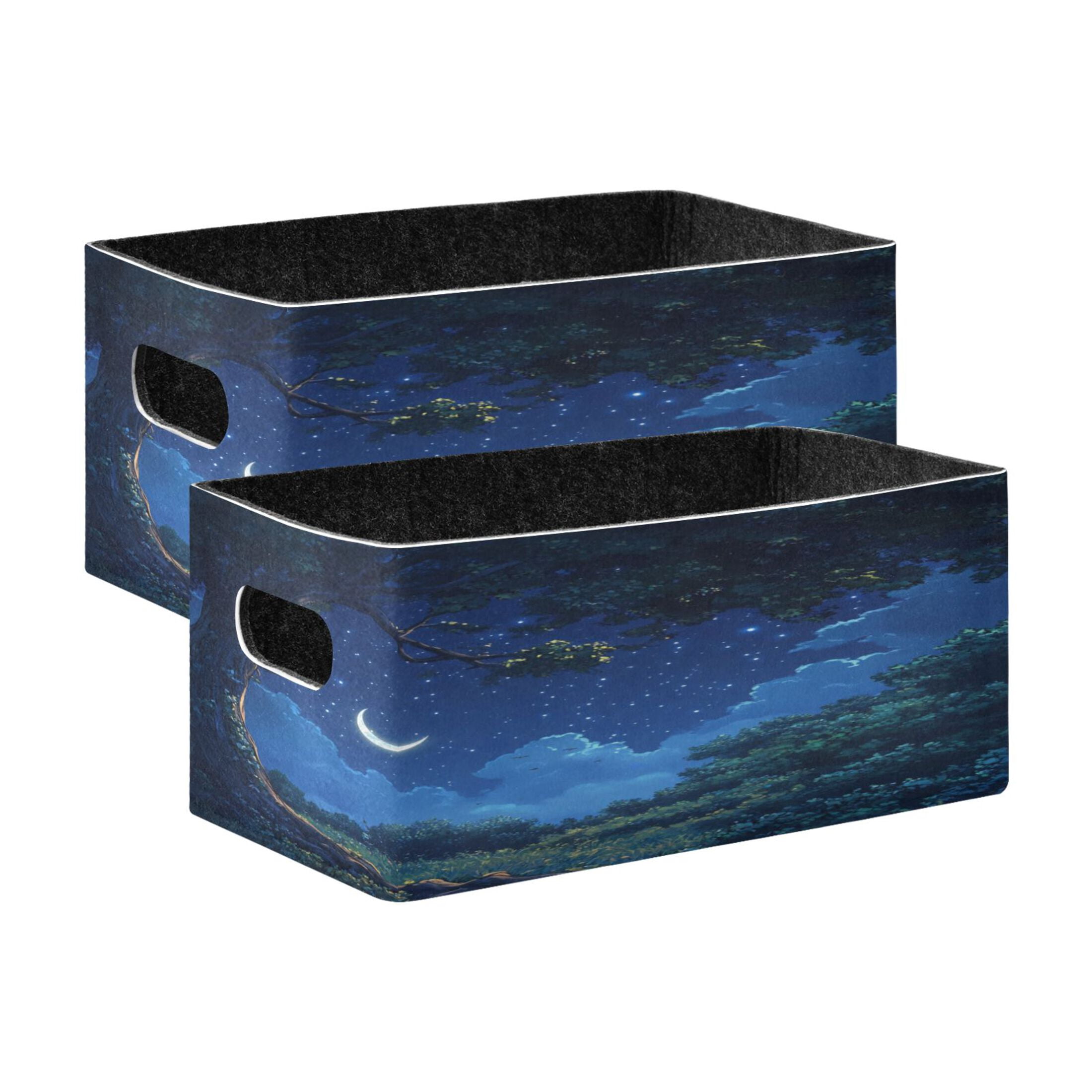 2 Pcs Foldable Felt Storage Bins Decorative Fabric Organizer Baskets ...