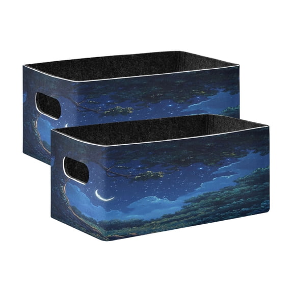 2 Pcs Foldable Felt Storage Bins Decorative Fabric Organizer Baskets ...