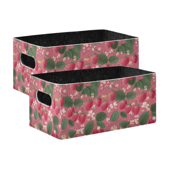 2 Pcs Foldable Felt Storage Bins Decorative Fabric Organizer Baskets ...