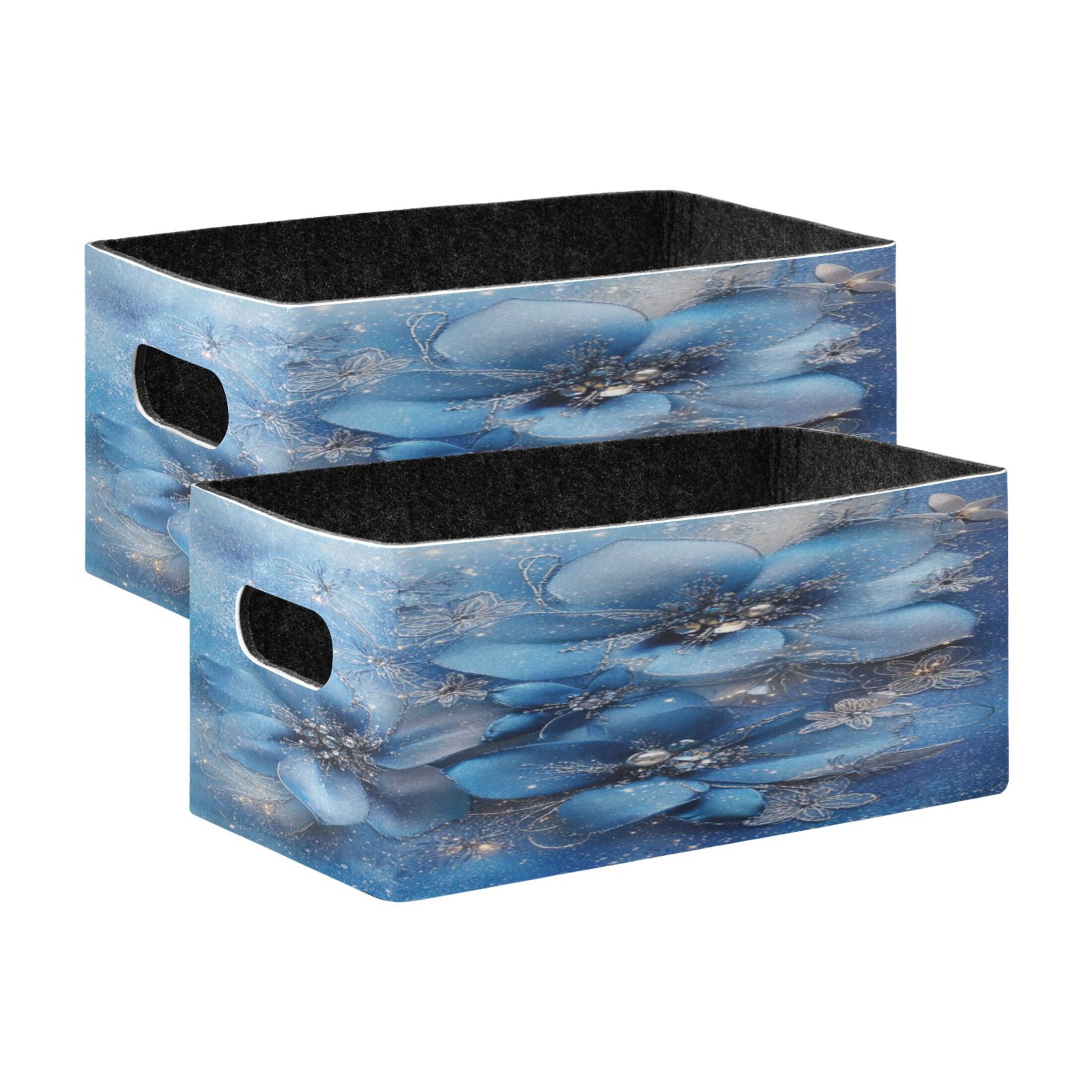 2 Pcs Foldable Felt Storage Bins Decorative Fabric Organizer Baskets ...