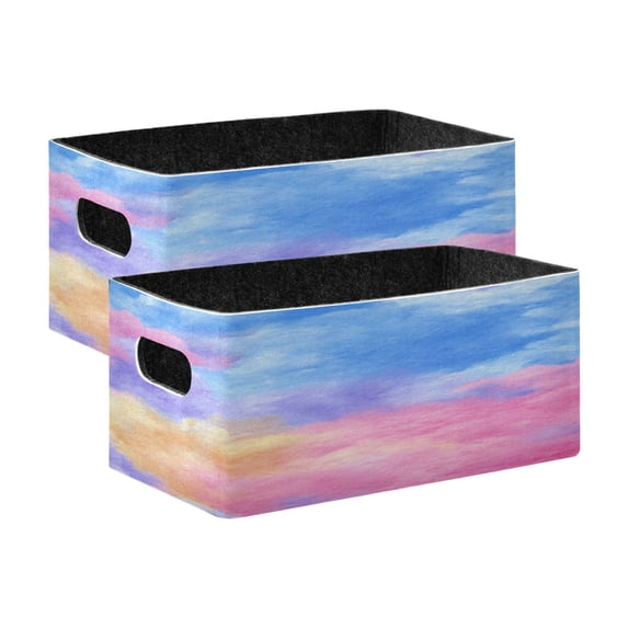 2 Pcs Foldable Felt Storage Bins Decorative Fabric Organizer Baskets ...