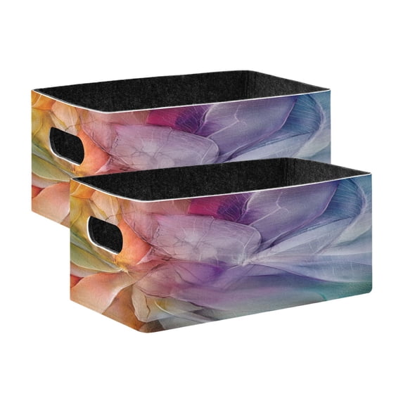 2 Pcs Foldable Felt Storage Bins Decorative Fabric Organizer Baskets ...