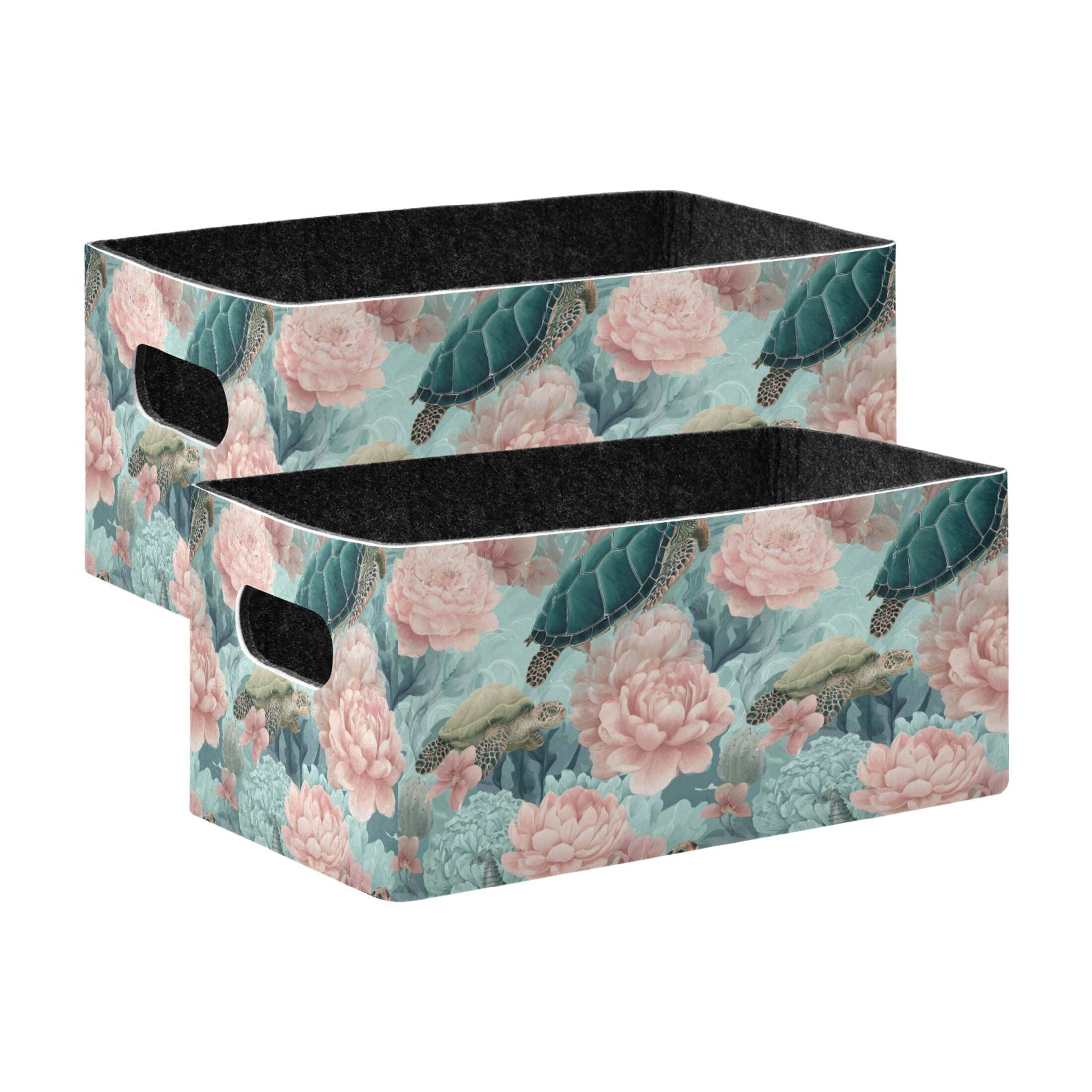2 Pcs Foldable Felt Storage Bins Decorative Fabric Organizer Baskets ...