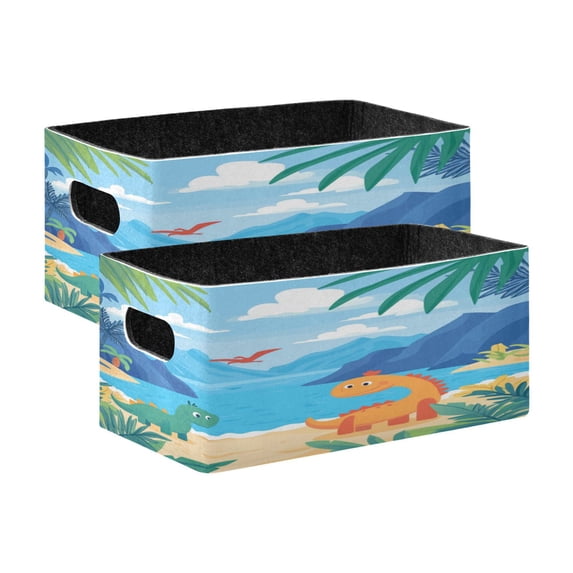 2 Pcs Foldable Felt Storage Bins Decorative Fabric Organizer Baskets ...