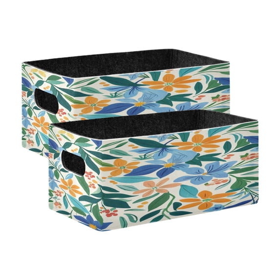 2 Pcs Foldable Felt Storage Bins Decorative Fabric Organizer Baskets ...