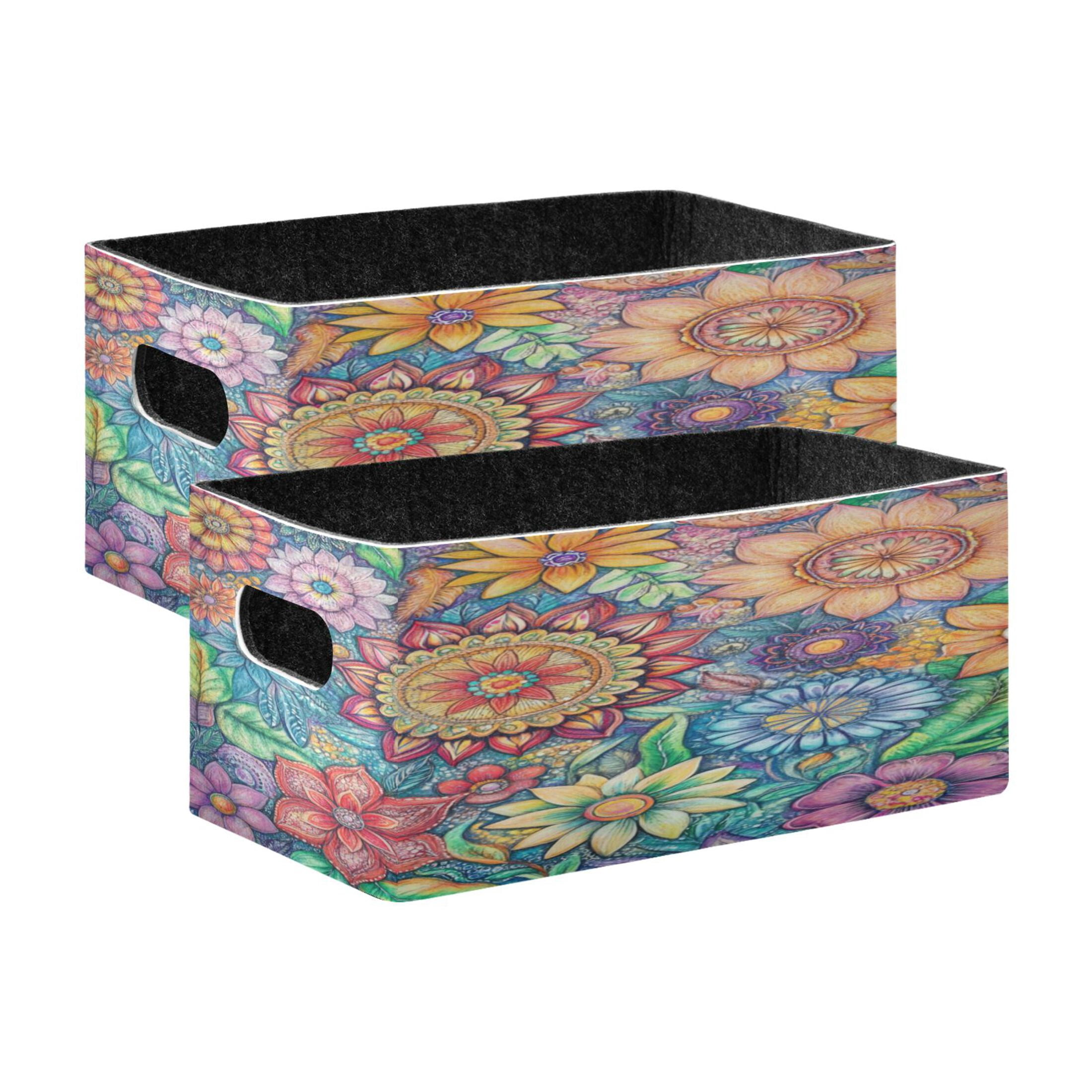 2 Pcs Foldable Felt Storage Bins Decorative Fabric Organizer Baskets ...