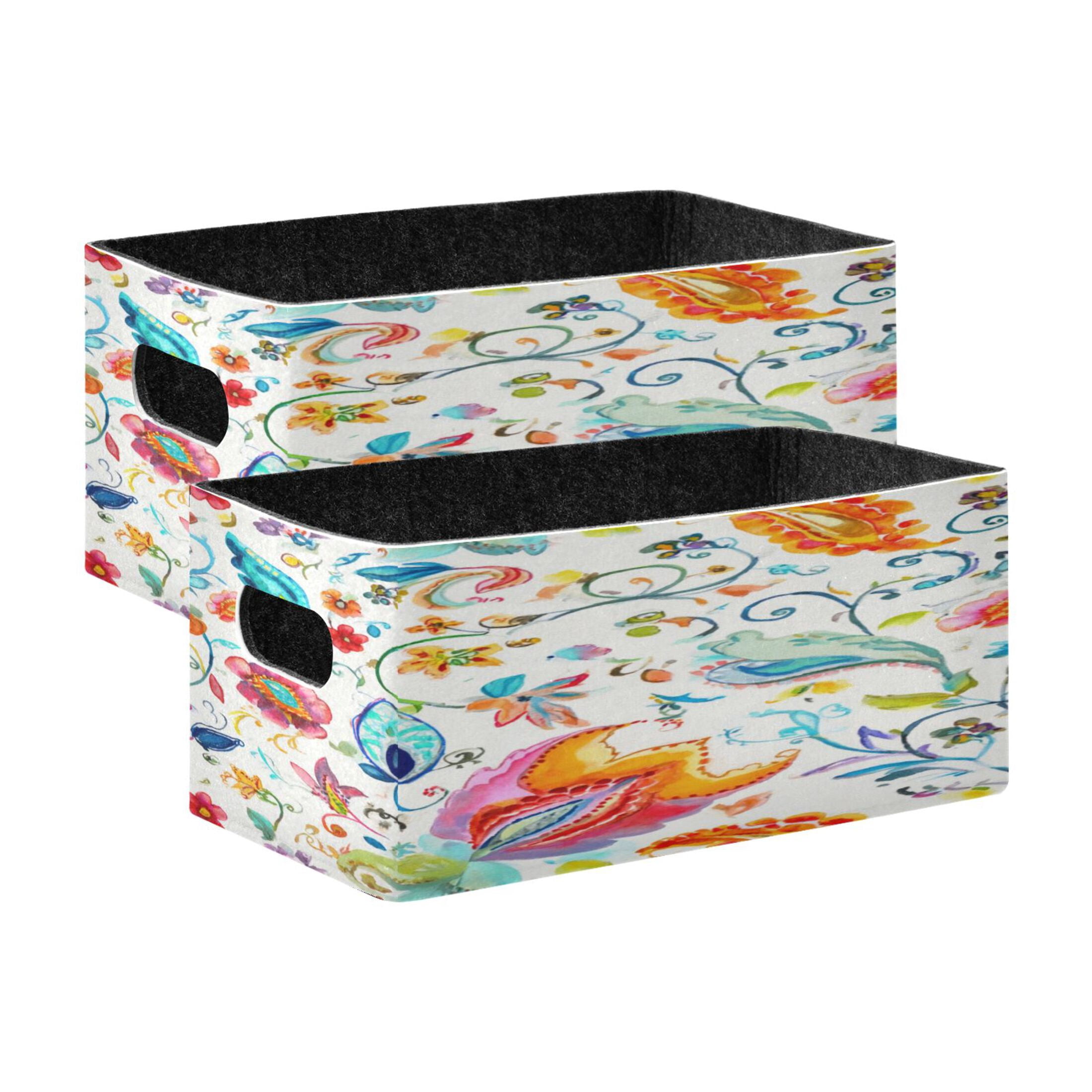 2 Pcs Foldable Felt Storage Bins Decorative Fabric Organizer Baskets ...