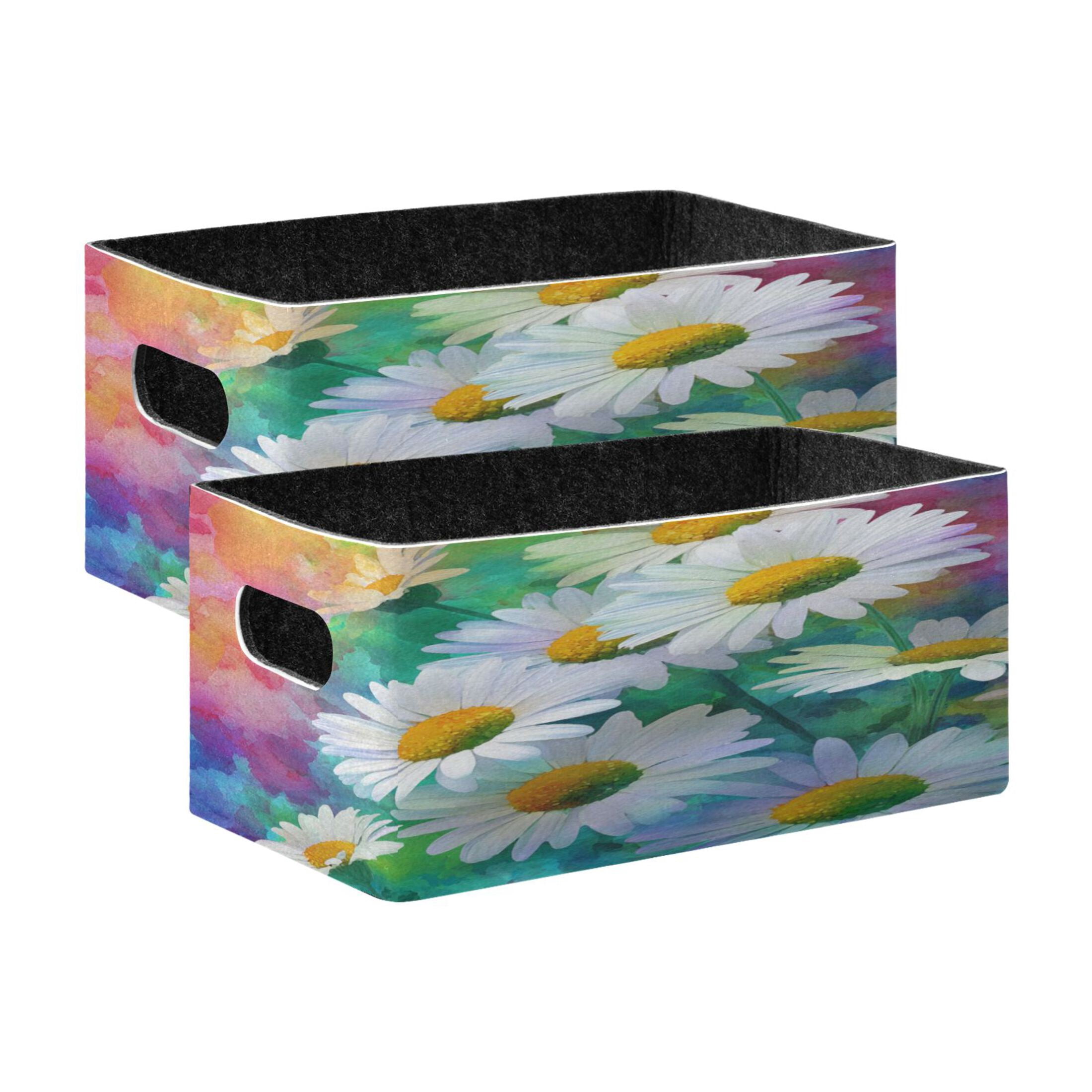 2 Pcs Foldable Felt Storage Bins Decorative Fabric Organizer Baskets ...