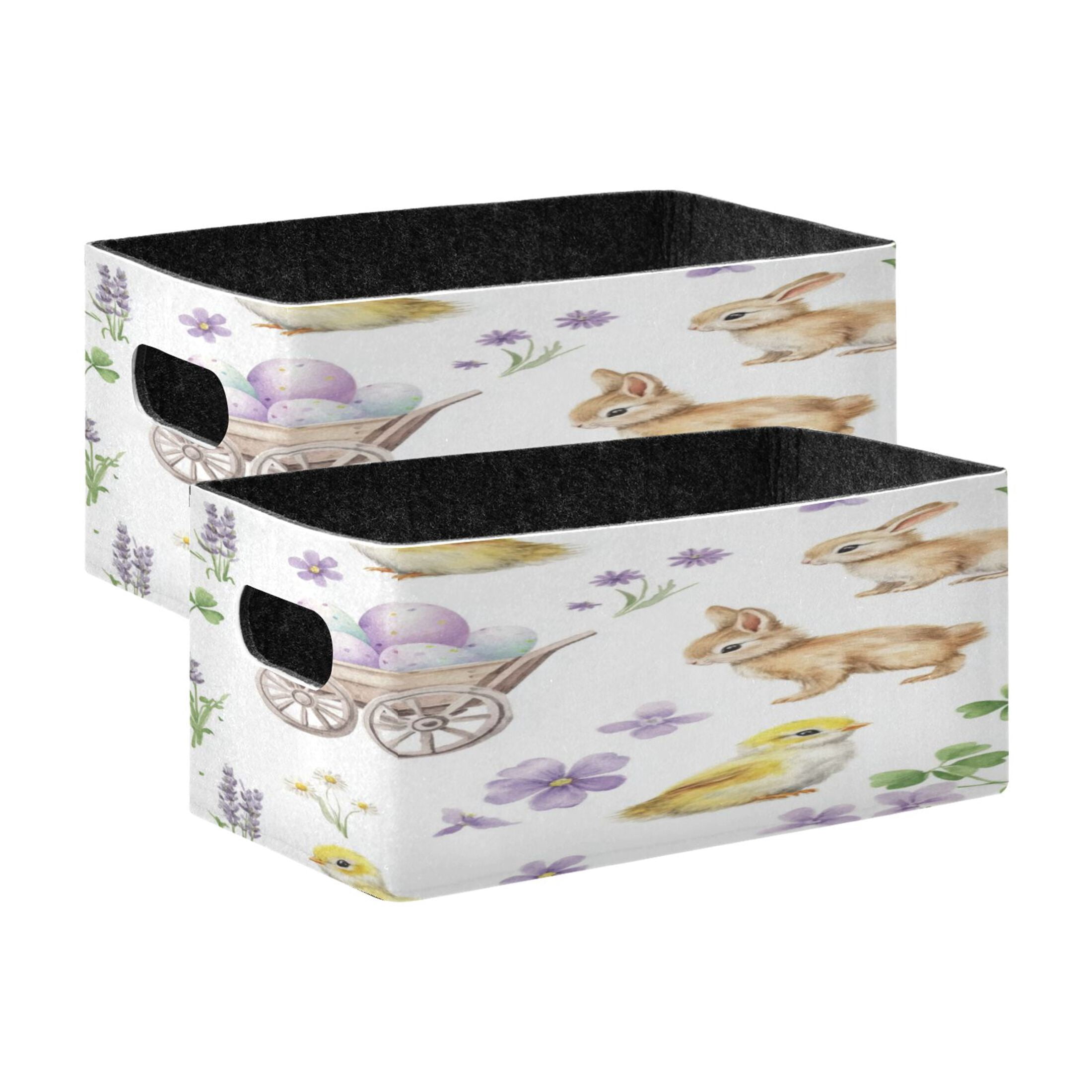 2 Pcs Foldable Felt Storage Bins Decorative Fabric Organizer Baskets ...