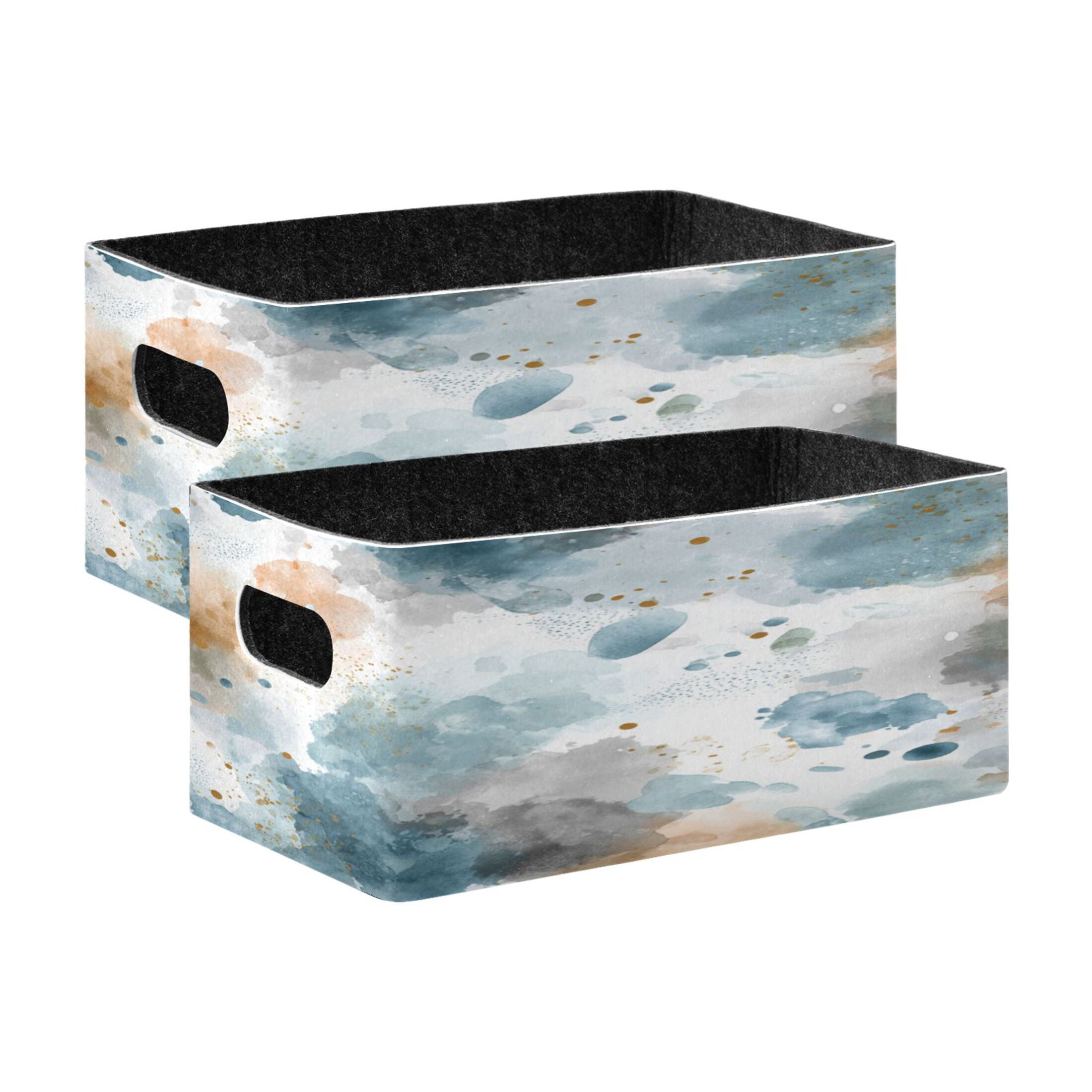 2 Pcs Foldable Felt Storage Bins Decorative Fabric Organizer Baskets ...